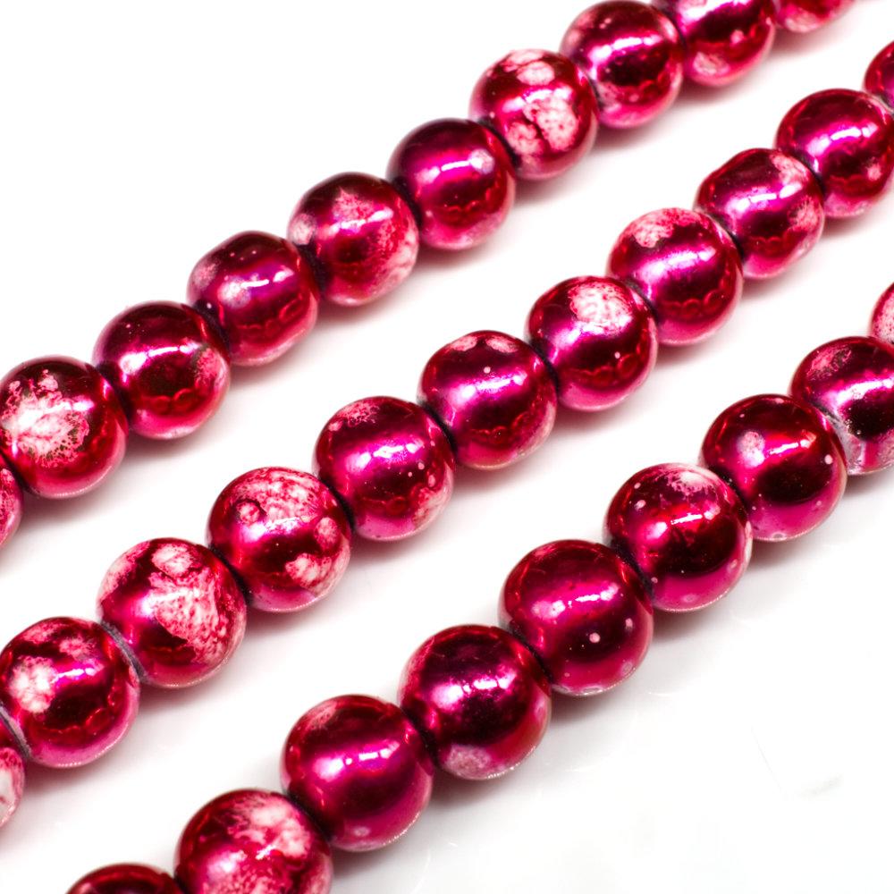 Metallic Splatter 8mm Round Beads - Fuschia | Craft, hobby & jewellery ...