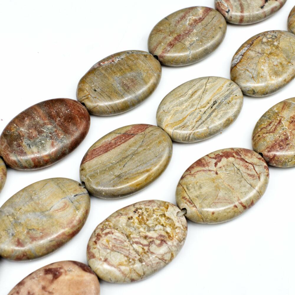 Rainbow Light Jasper Oval Beads - 25mm 15" String