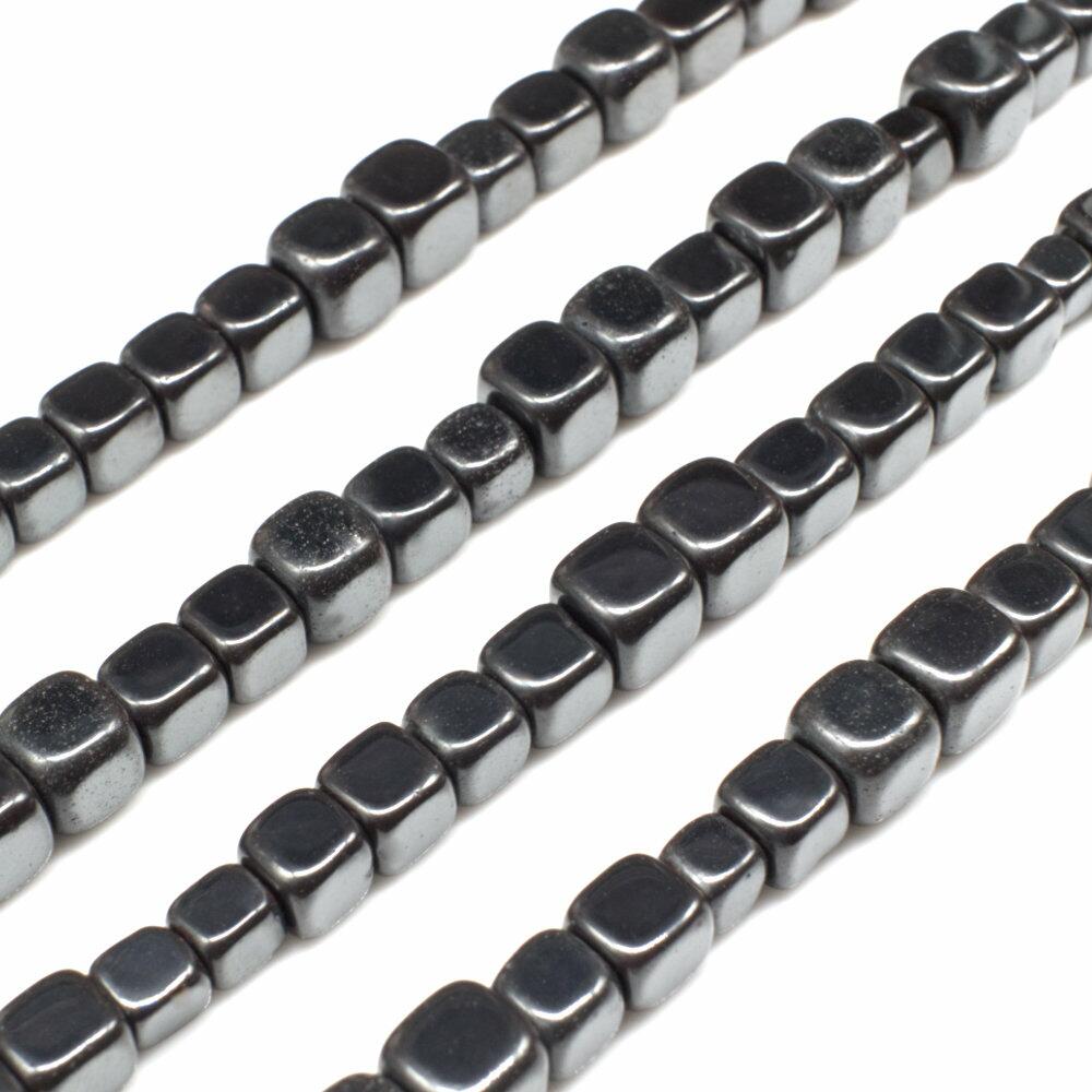 Hematite Rounded Cubes 5-6mm 15" String