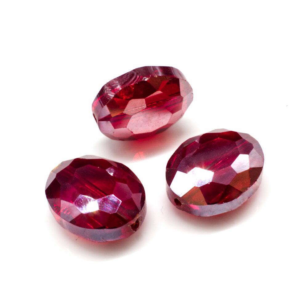 Crystal Oval Bead 16mm - Red Shimmer 8 Pcs