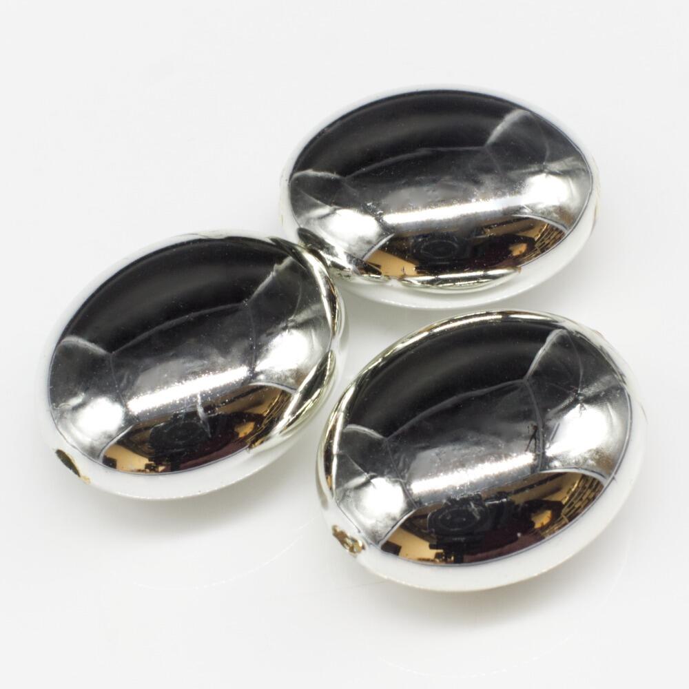 Acrylic Silver Oval Beads 23mm 5pcs