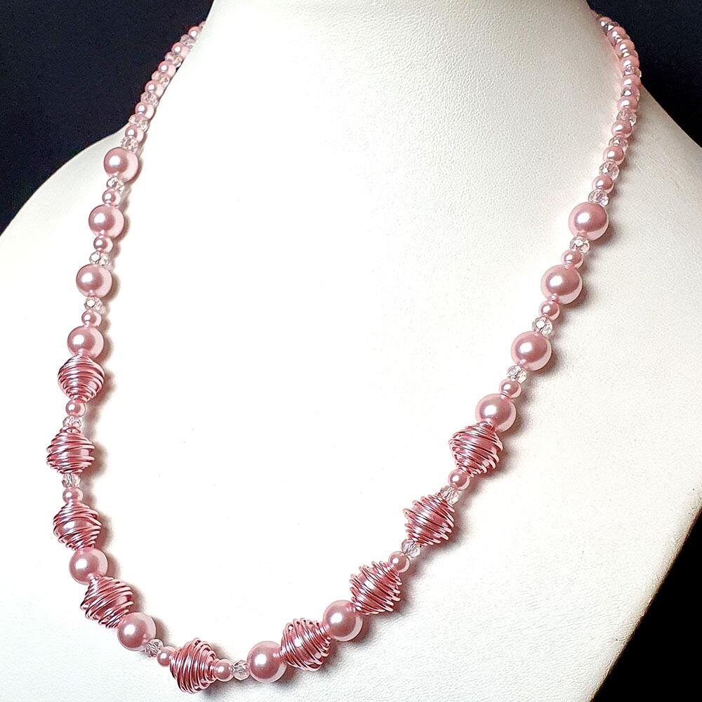 Dawn Caged Bead Necklace - Dusty Pink