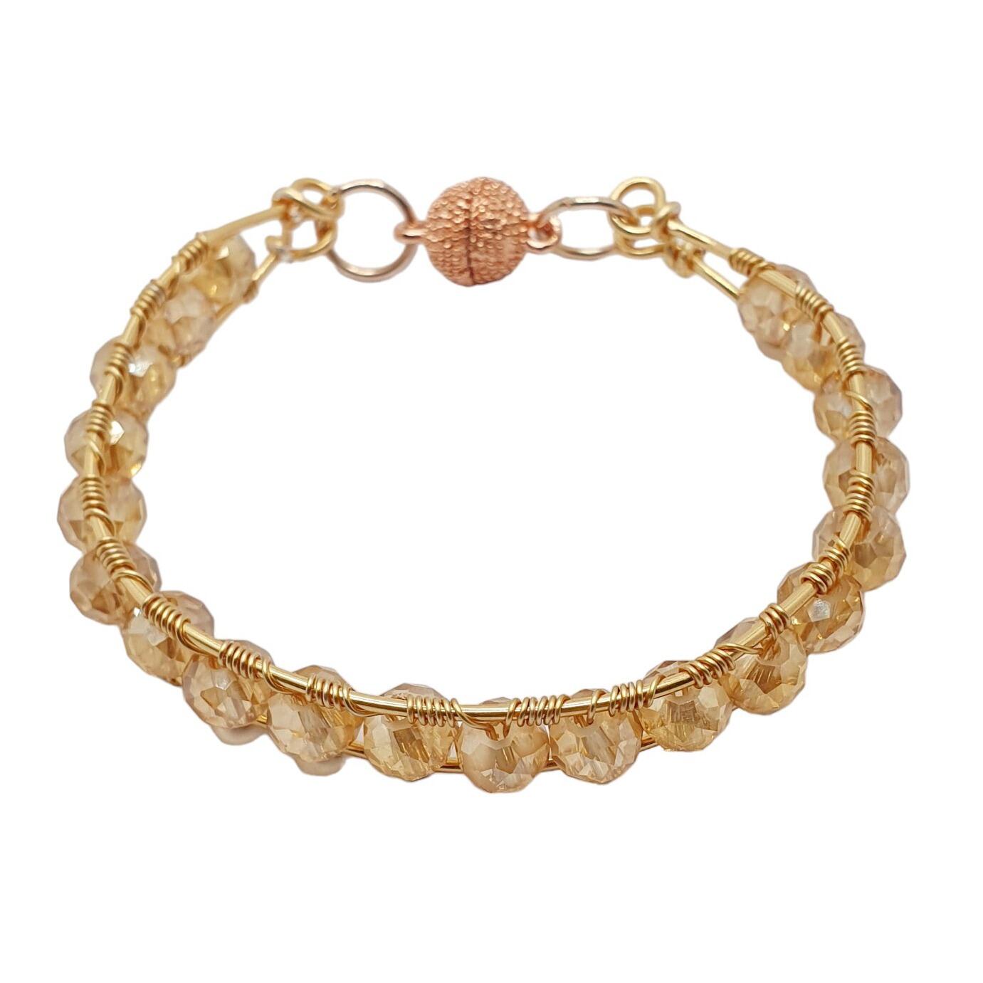 Wire Crystal Cuff Bracelet Makes 3 - Champagne & Gold