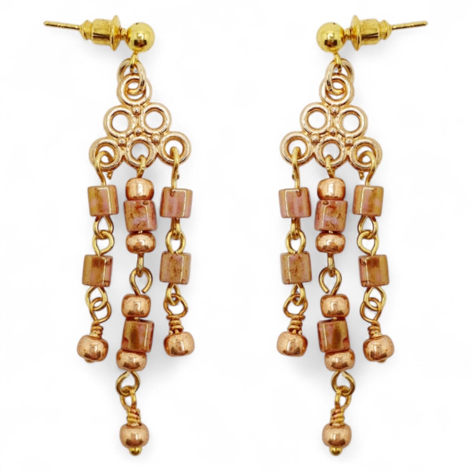 Averil Cube Earrings 1 Pair - Gold Rose