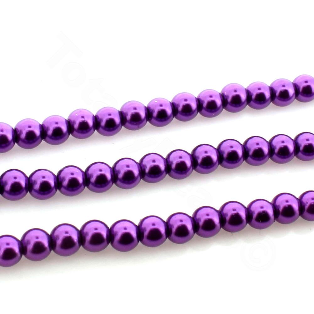 Glass Pearl Round Beads 4mm - Deep Violet, | Craft, hobby & jewellery ...