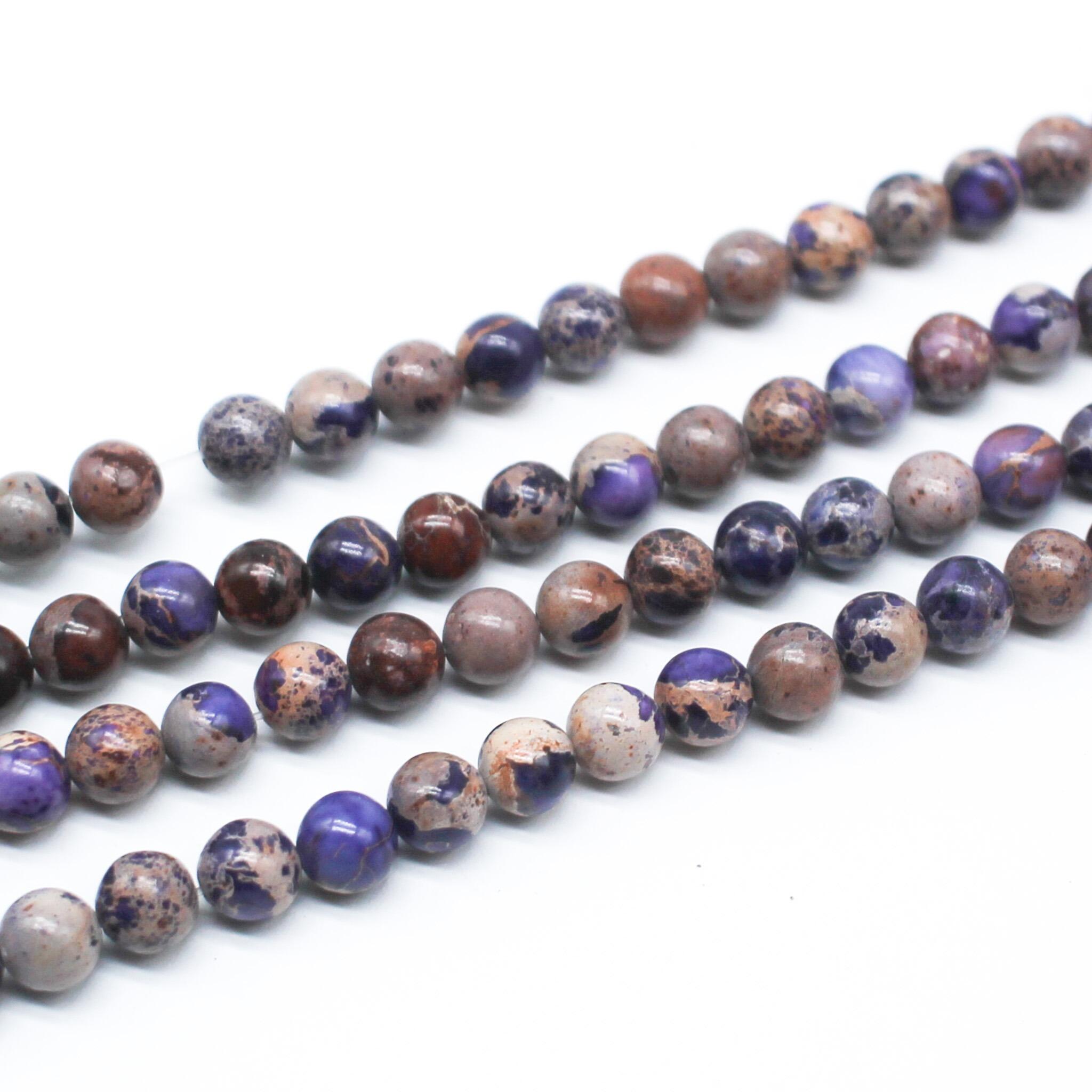 Sediment Jasper Round Beads - 6mm Purple 15