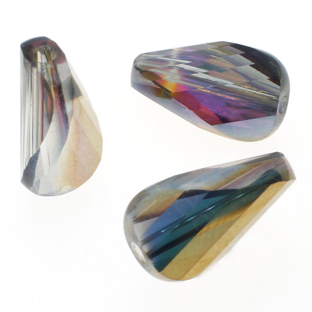 Crystal Twist Oval 13x8mm 10pcs - Rainbow Gold