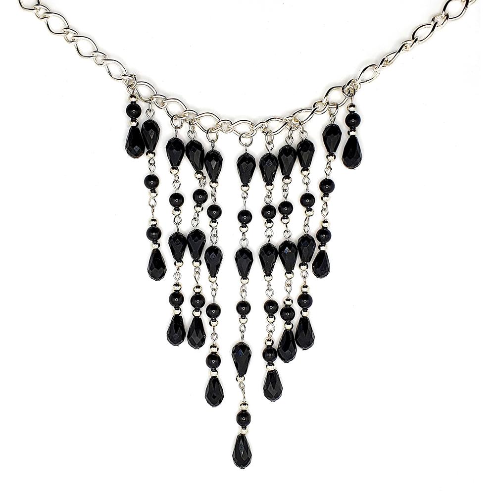 Waterfall Necklace - Silver Black