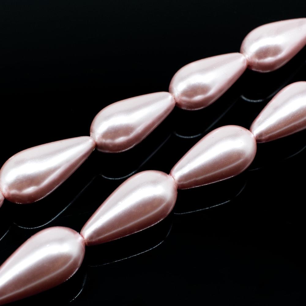 Glass Pearl Drop Beads 8x16mm - Light Pink