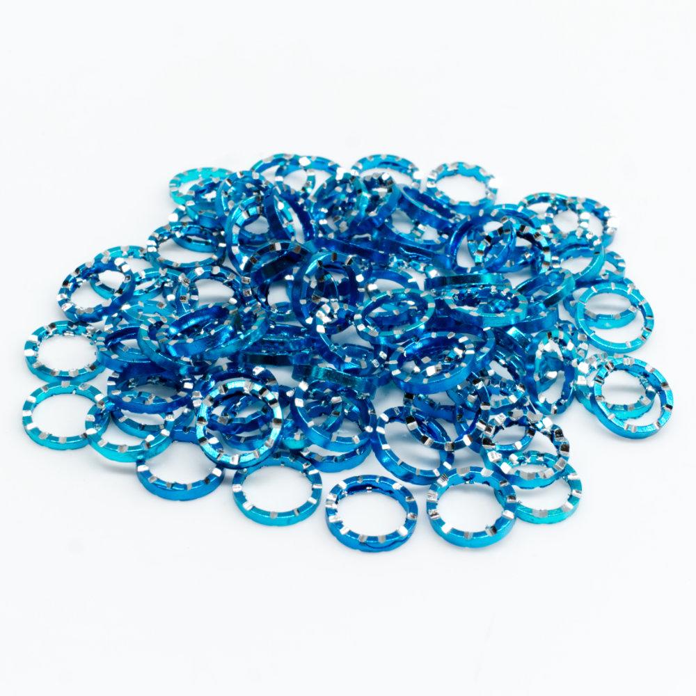 Aluminium Coloured Rings 10mm Cyan 10pcs