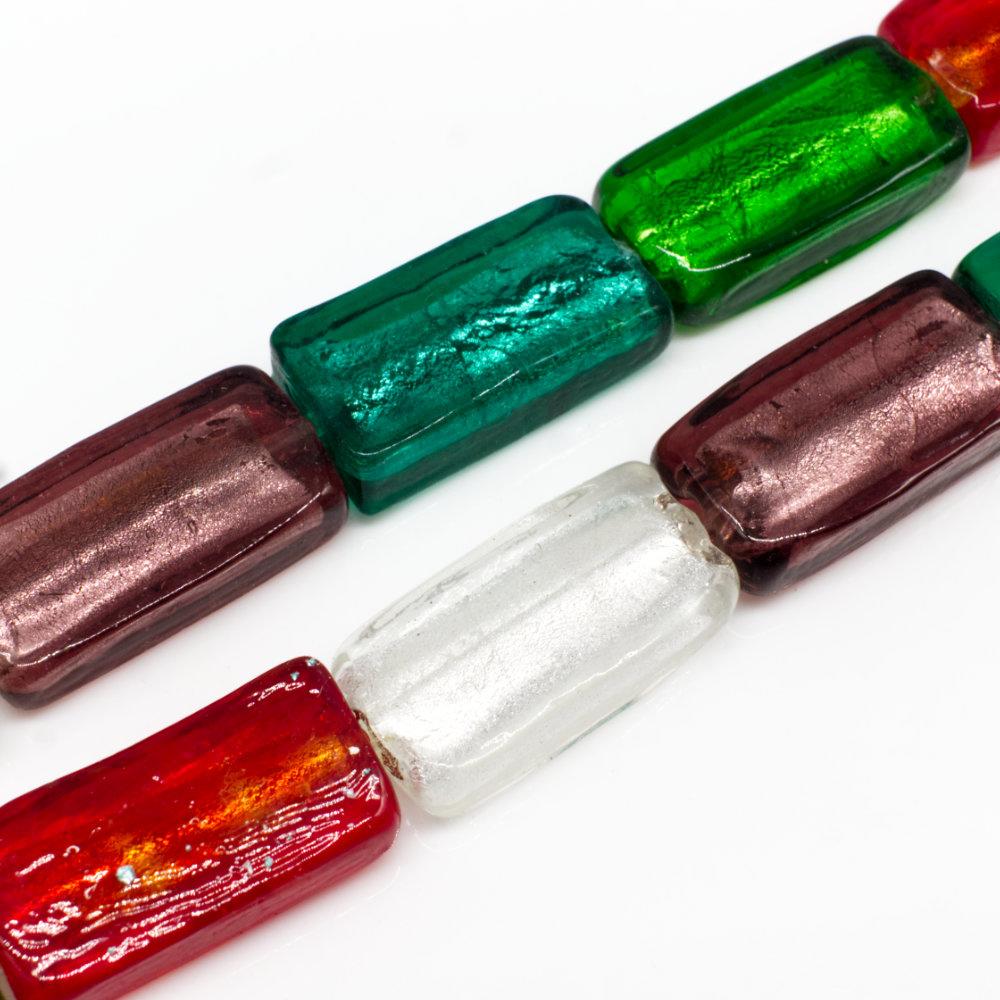 Silver Foil Rectangle Beads 24mm - Mixed