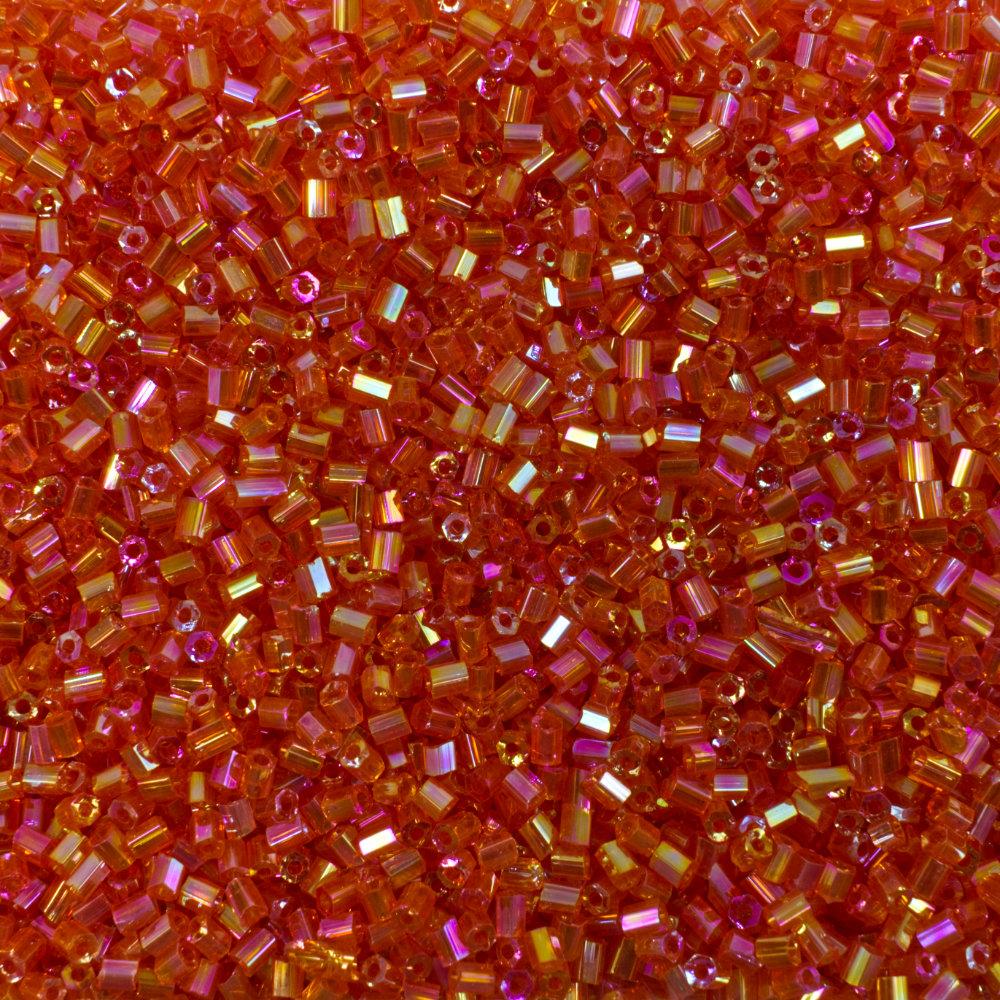 Hex Cut Beads 100g - Transparent Rainbow Orange