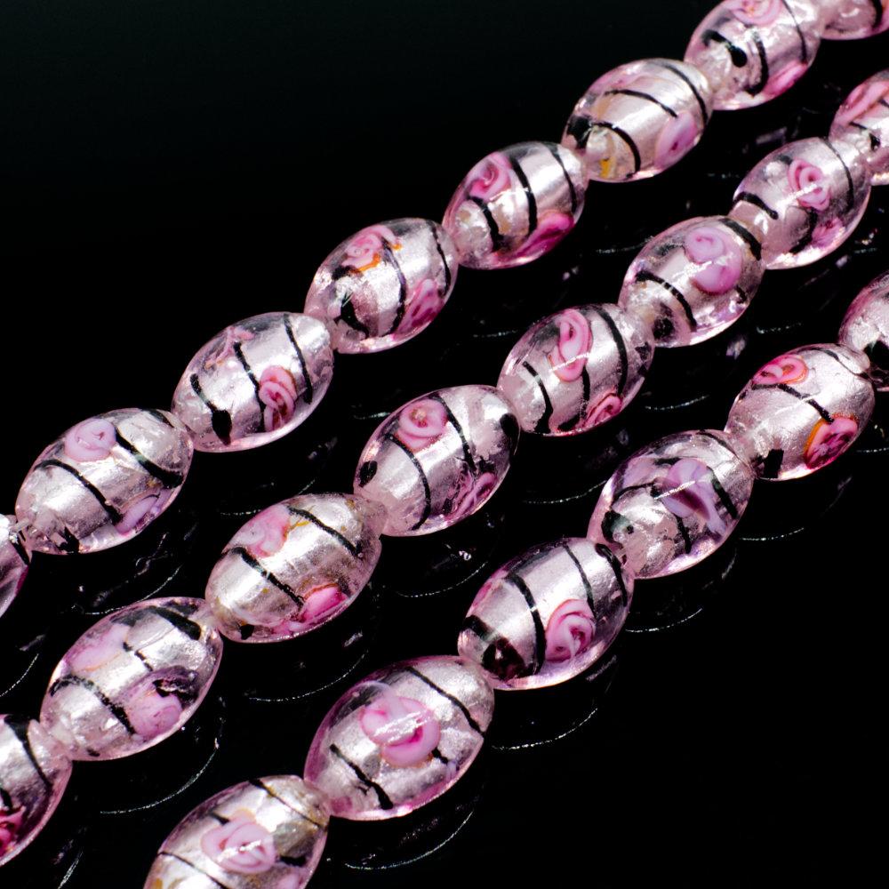 Silver Foil Flower Rice 17mm - Pink