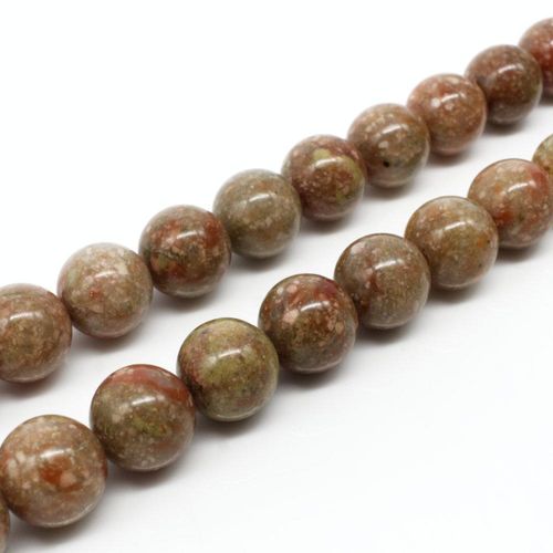 Unakite Gemstone Beads | Green & Pink Natural Beads | Totally Beads UK