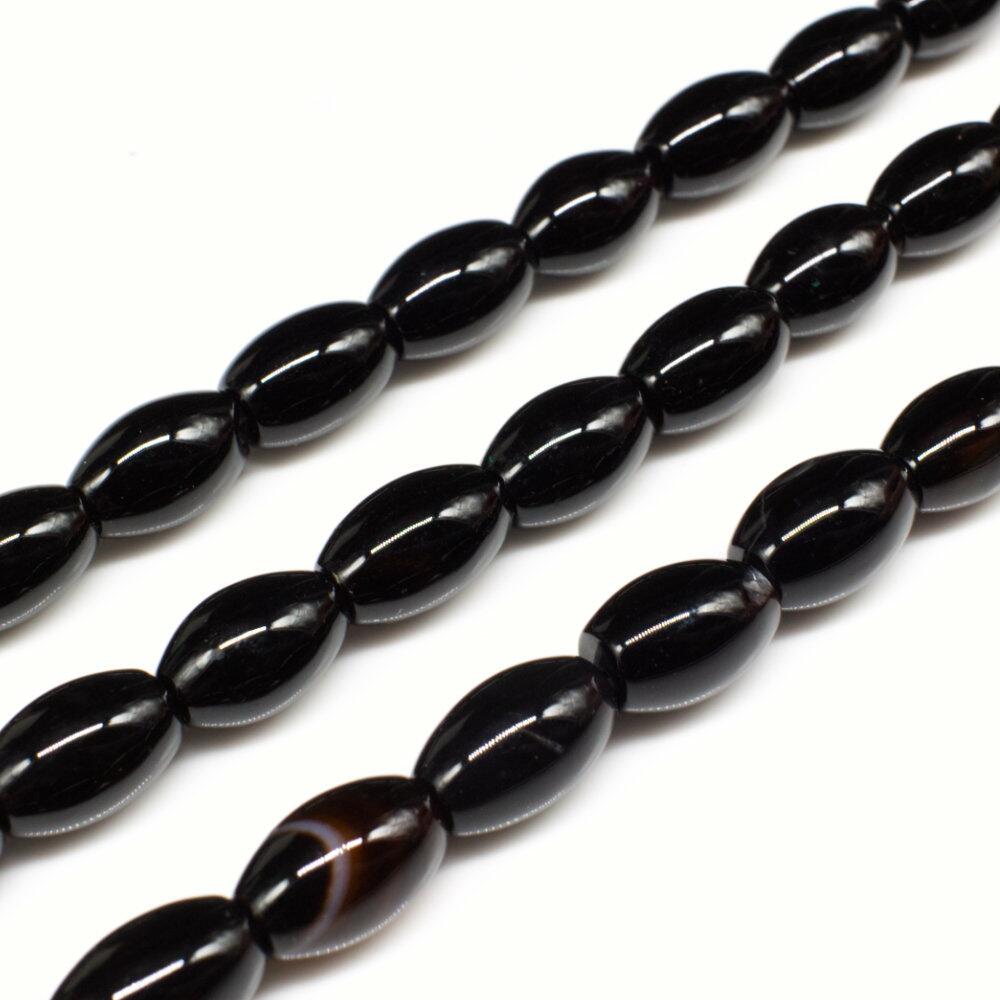 Obsidian Rice Beads - 12mm 15" inch