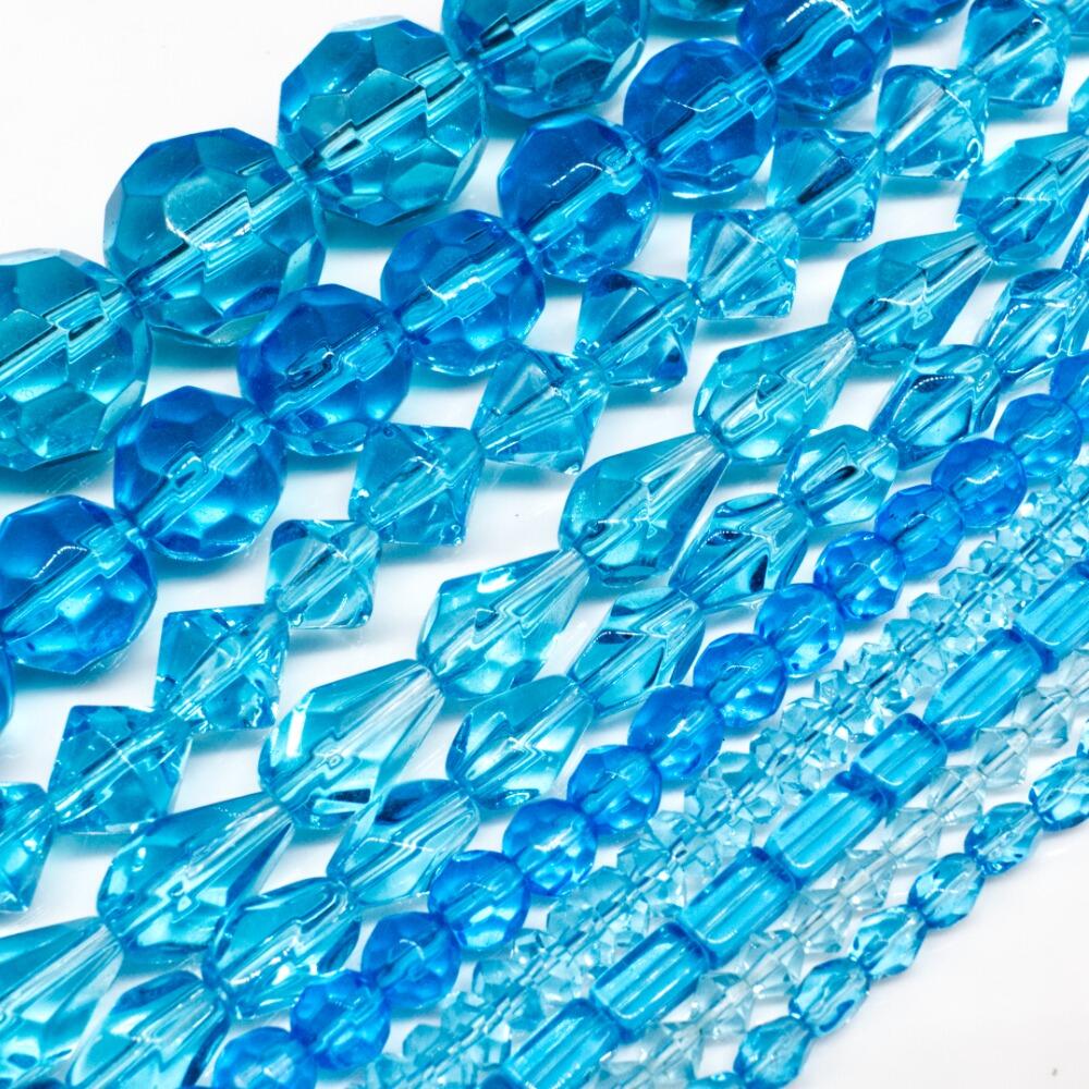 12 Strings Glass Bead Mix - Turquoise & Blue | Craft, hobby & jewellery ...