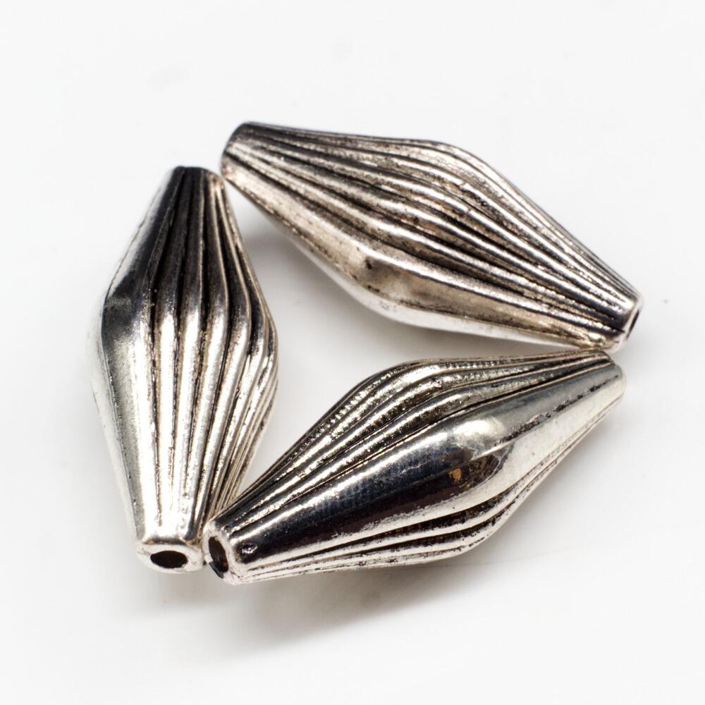 Acrylic Antique Silver Cone Tube 31mm 6pcs - Ridges