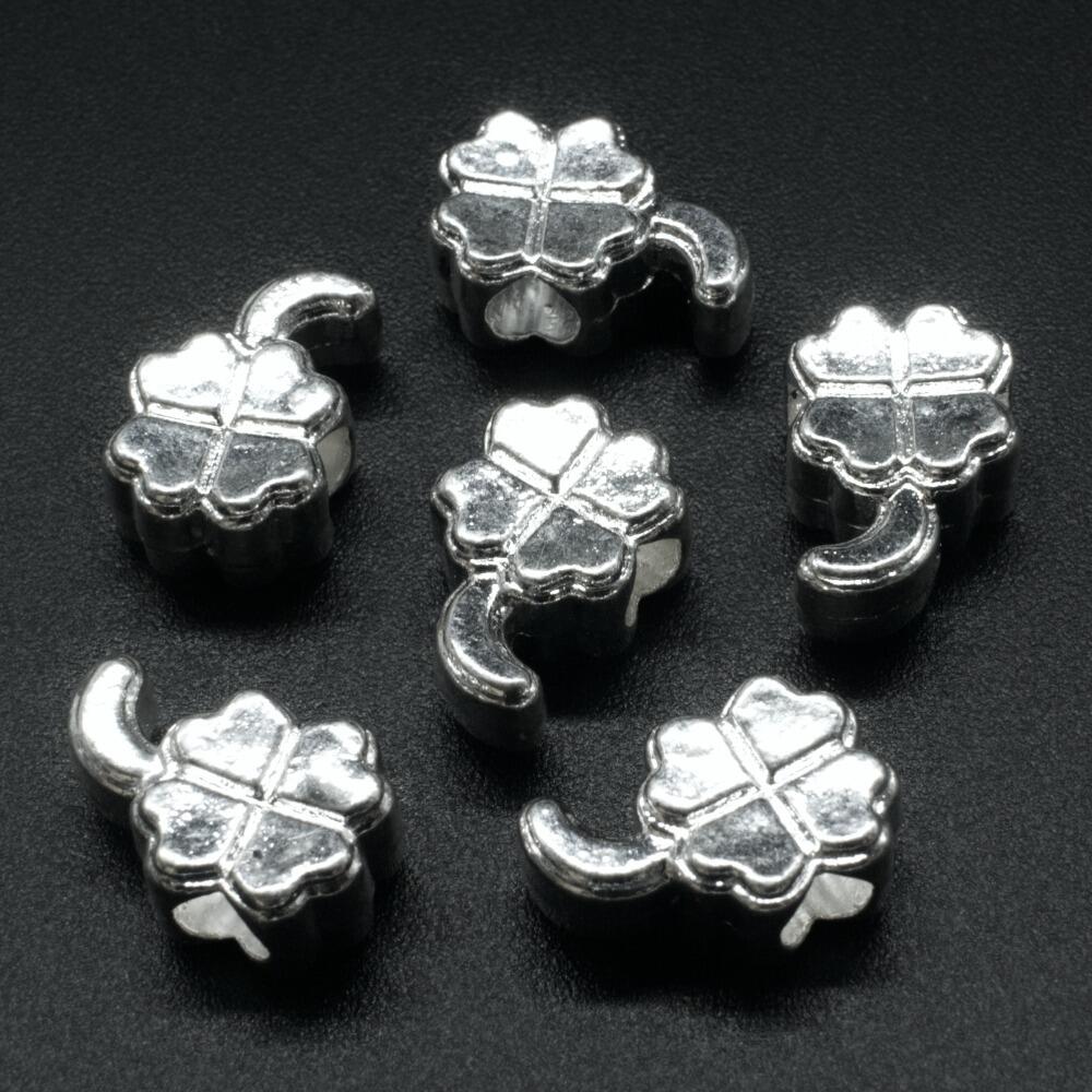 Silver Charm Bead 4 Leaf Clover 16mm Large Hole 1pc
