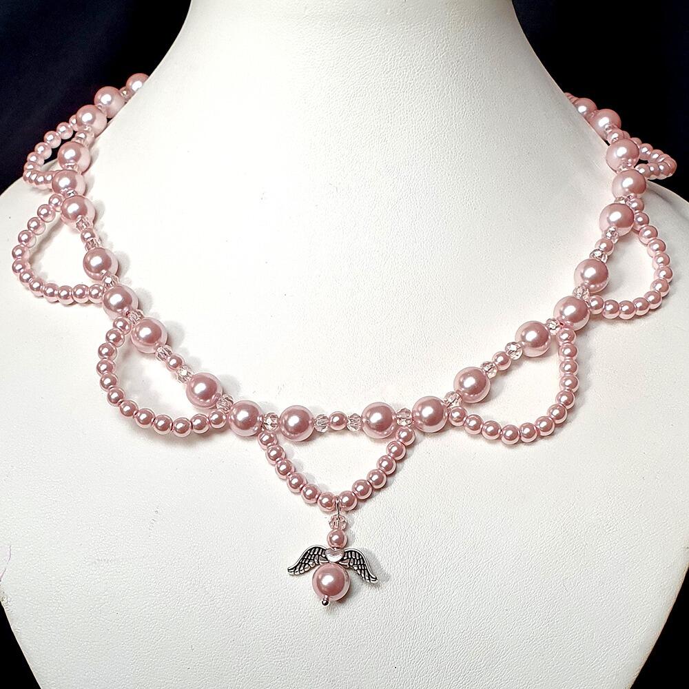 Angela Pearl Necklace - Baby Pink