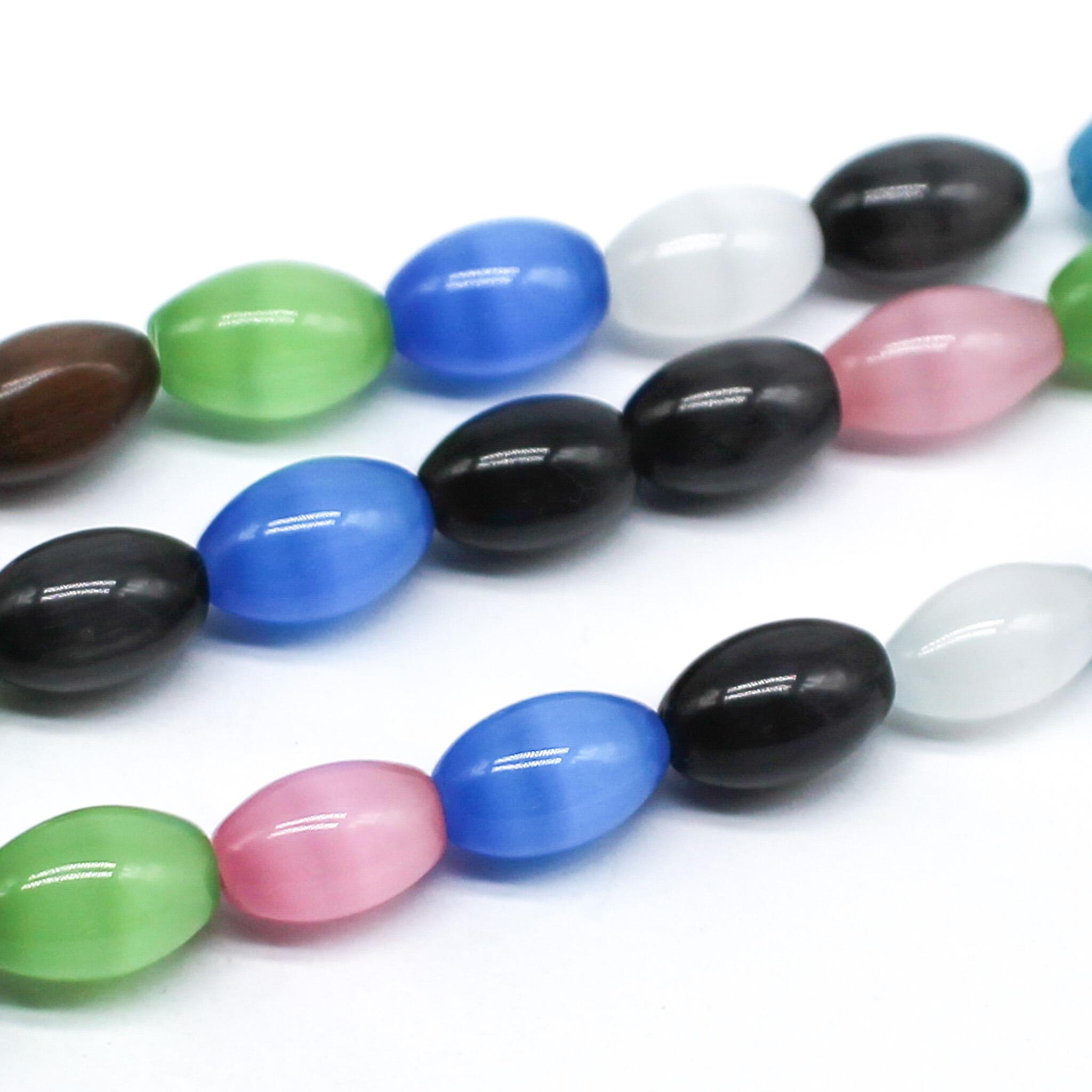 Cats Eye Beads Rice 12mm - Mixed