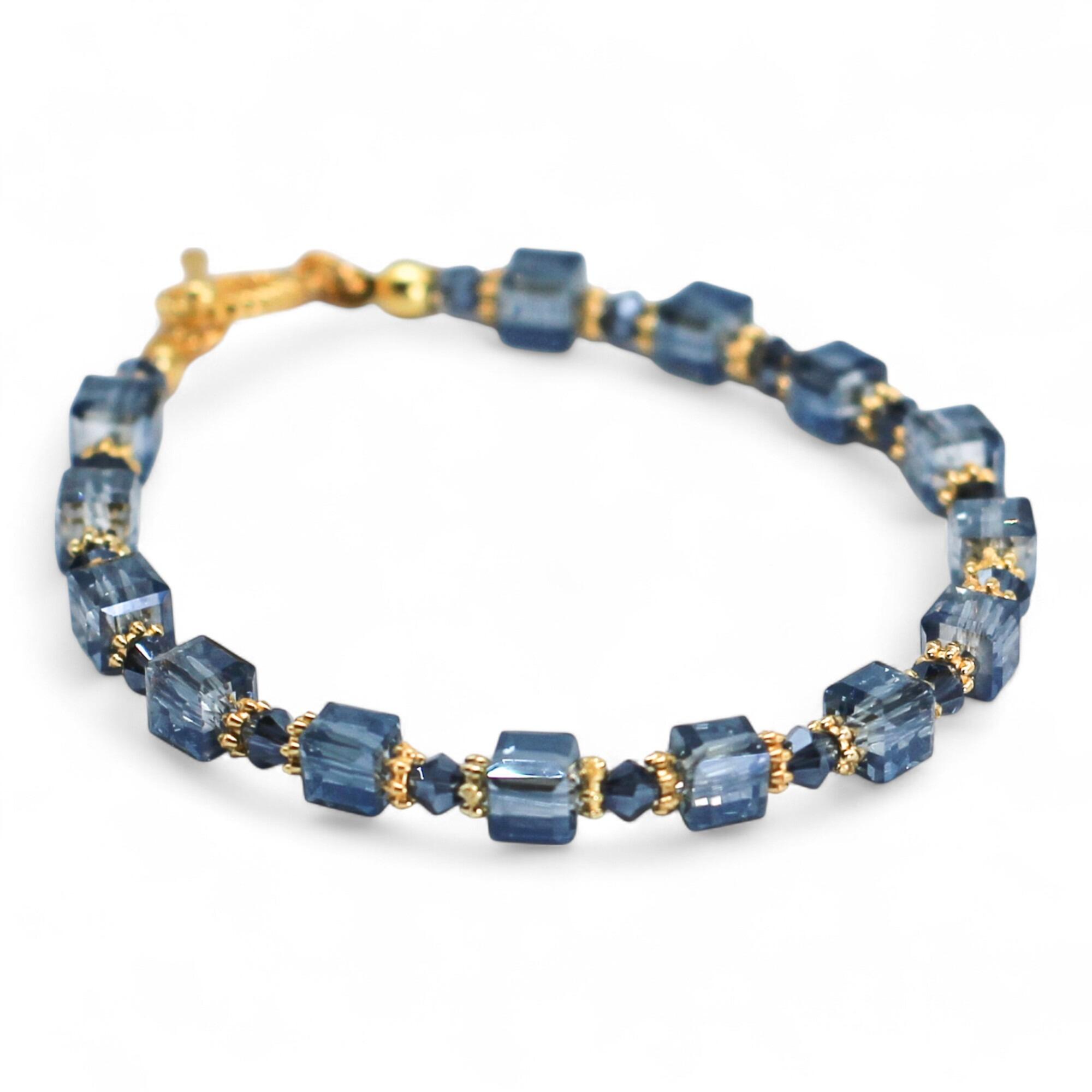 Alice Crystal Bracelet Makes 5 - Electric Blue & Gold