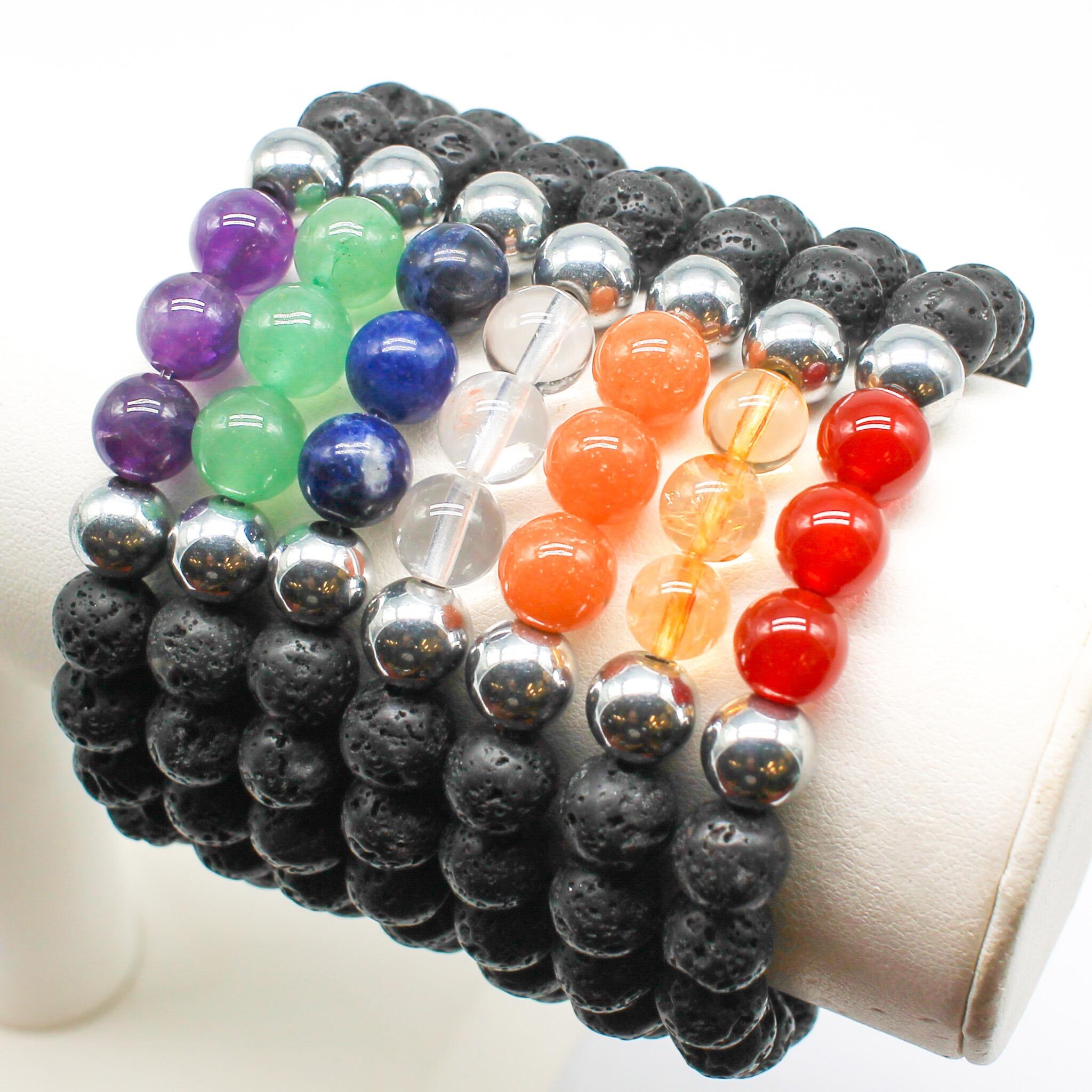 Chakras Gemstone Bracelets Kit Silver