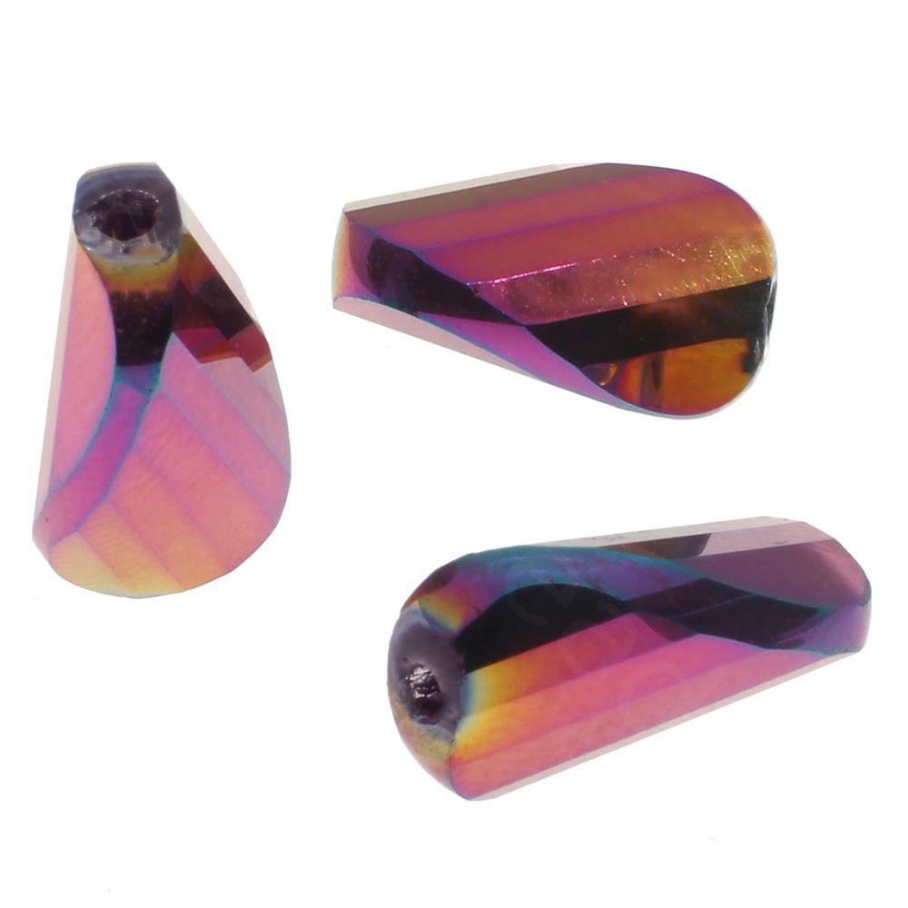 Crystal Twist Oval 13x8mm 10pcs - Mermaid Pink Plate