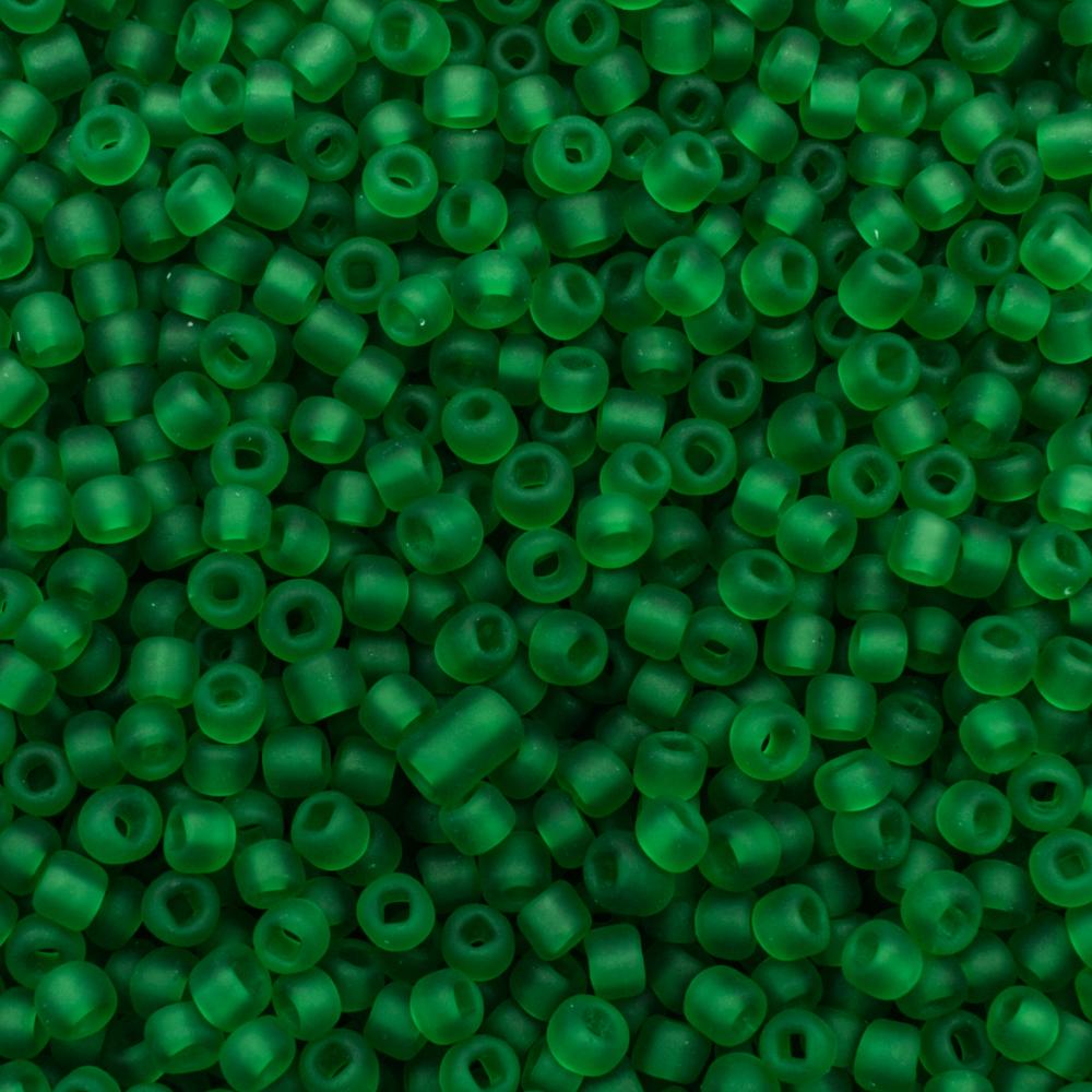 FGB Seed Bead Size 8 50g - Frosted Emerald Green