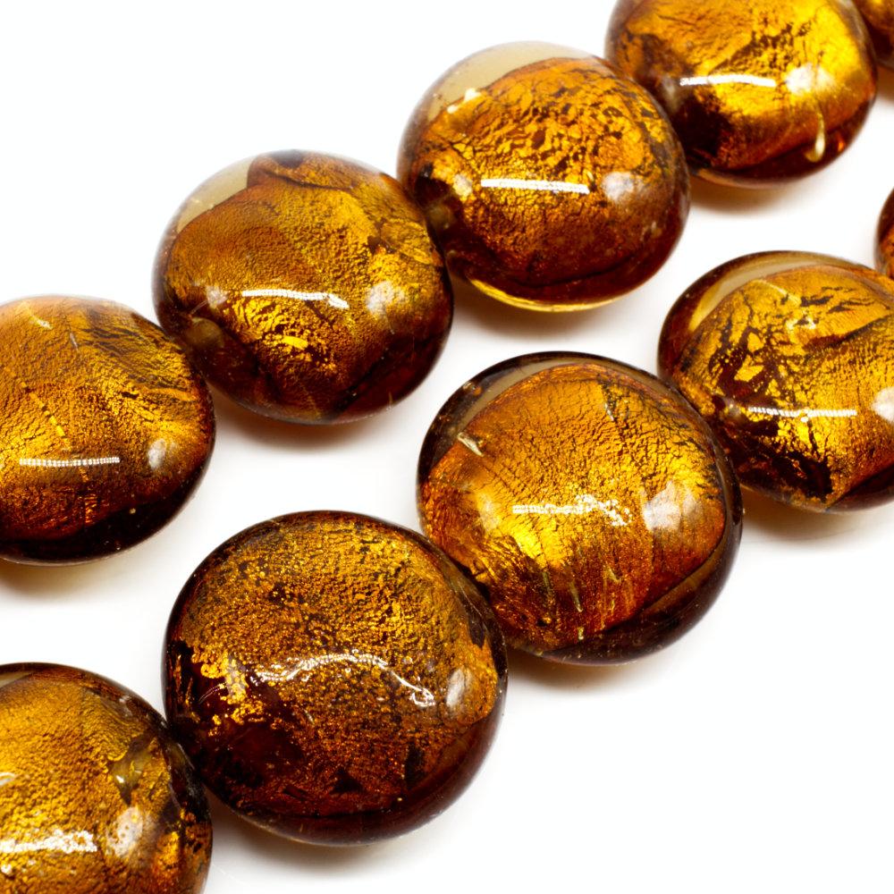 Silver Foil Disc Bead 24mm - Gold