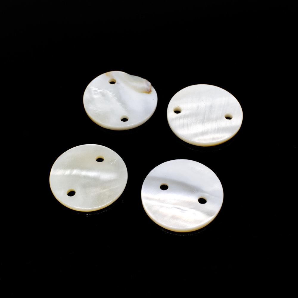 Shell Flat Spacer Disc 20mm with 2 holes 15pcs White
