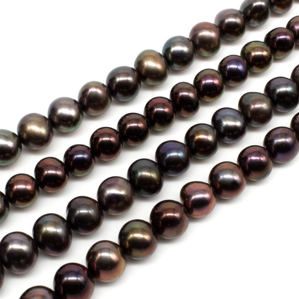 Freshwater Pearls 7 8mm Round Black 14 String