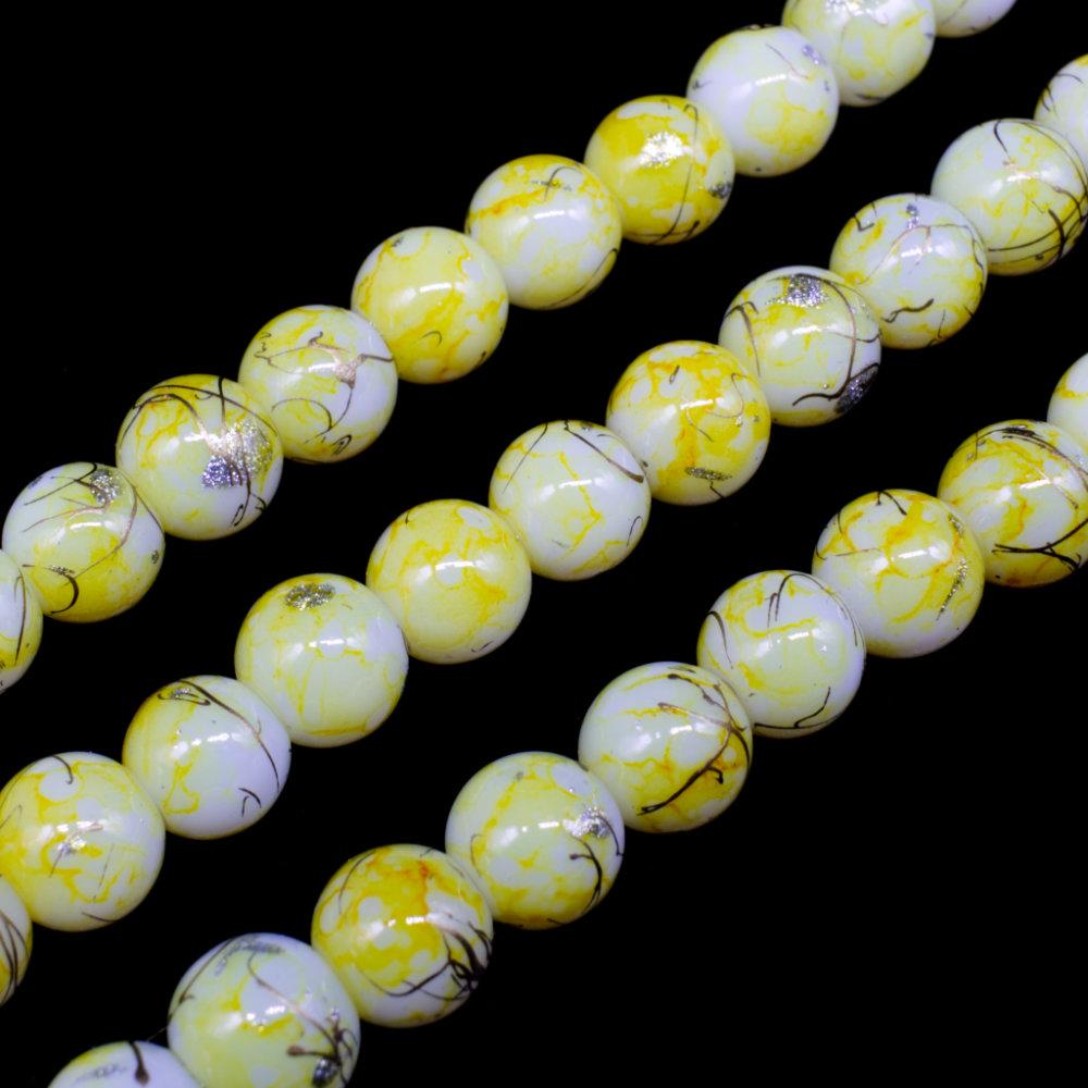 Oriental Splash Glass Beads 8mm - Yellow | Craft, hobby & jewellery ...