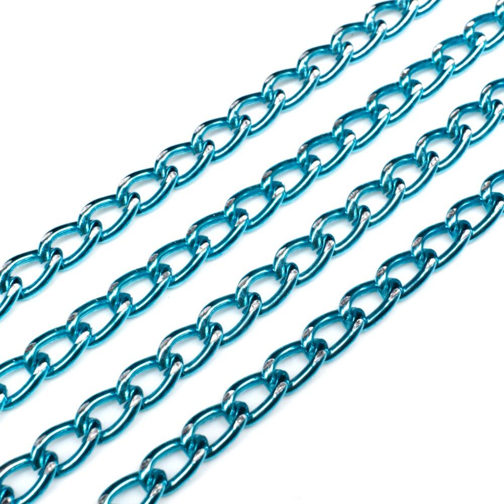 Aluminium Chain Oval Curb 5x9mm - Turquoise 1m