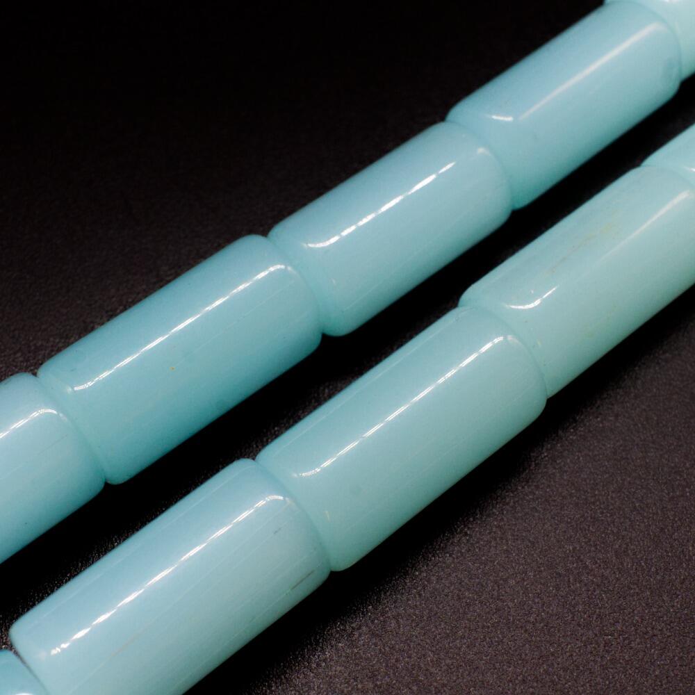 Glass Beads 22mm Tube - Opaque Aqua 14" String