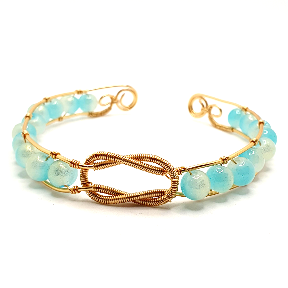 Camille Wire Bangles Aqua Jade Colour