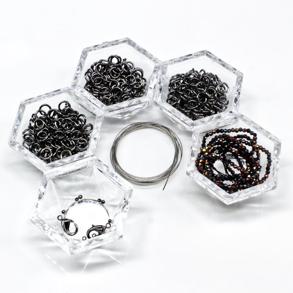 Spiral Micro Crystal Bracelets - Black & Jet Rainbow