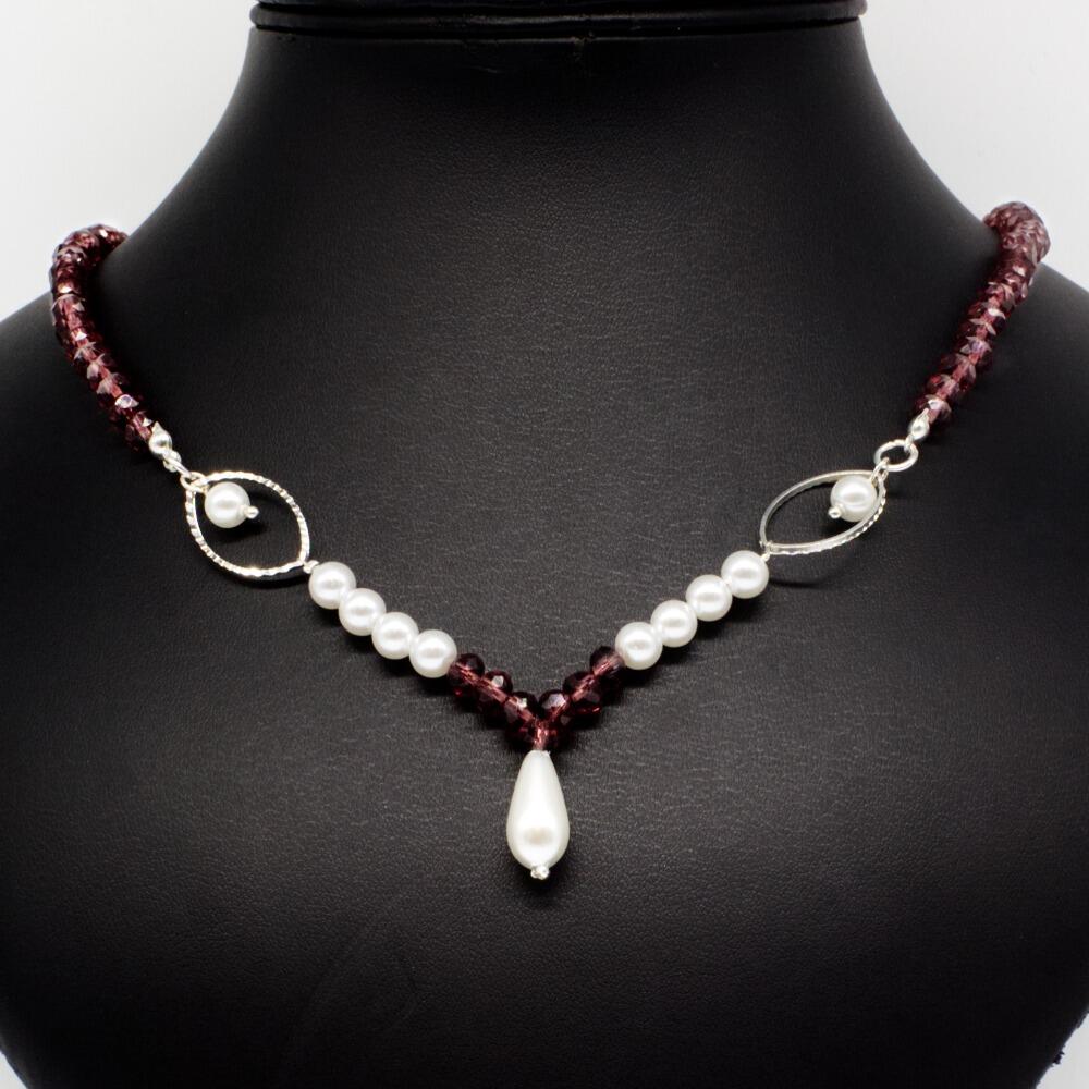 Jennifer Crystal Pearl Necklace - Amethyst