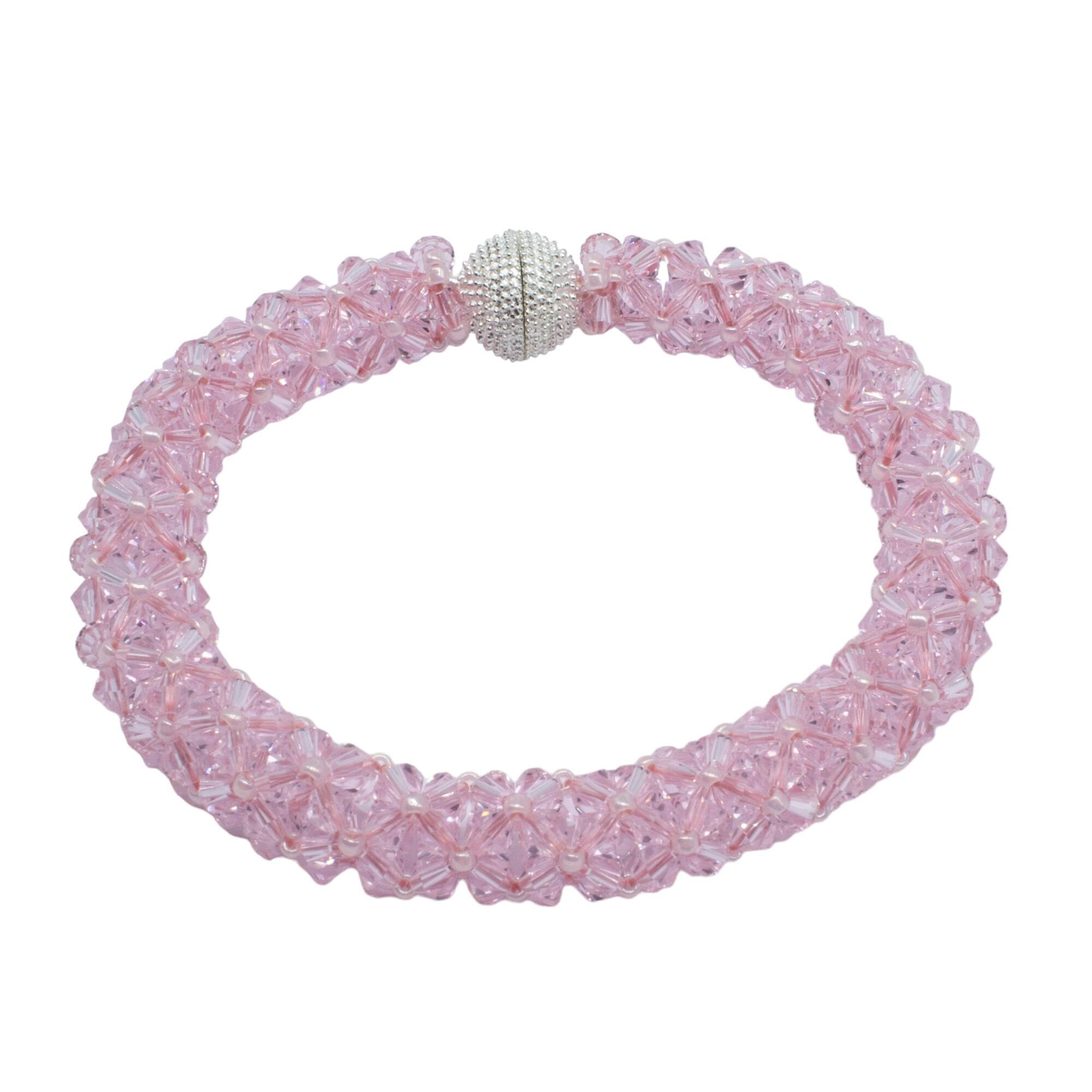 Crystal Bicone Bangle - Pink