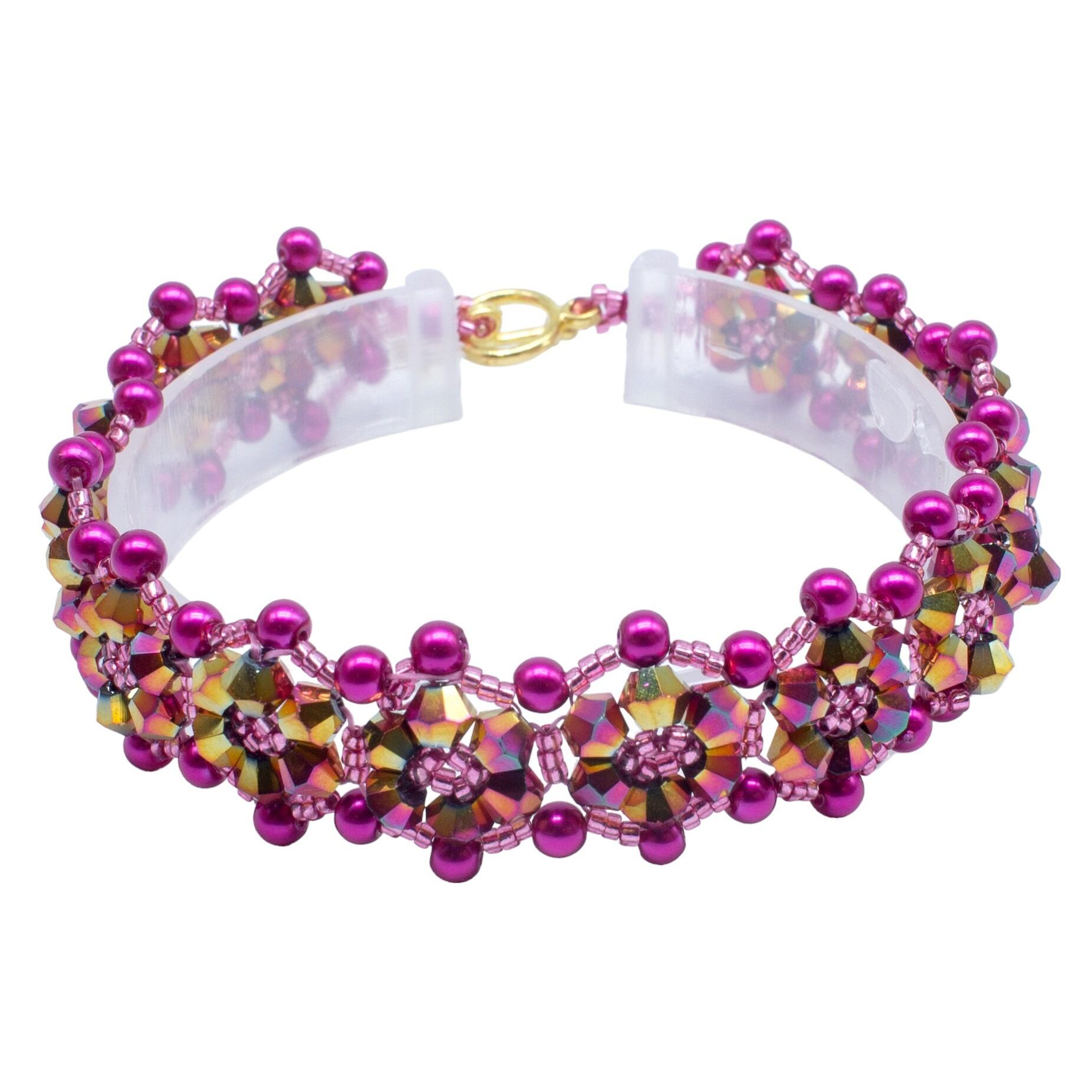 Crystal Flower Bracelet Makes 2 - Magenta