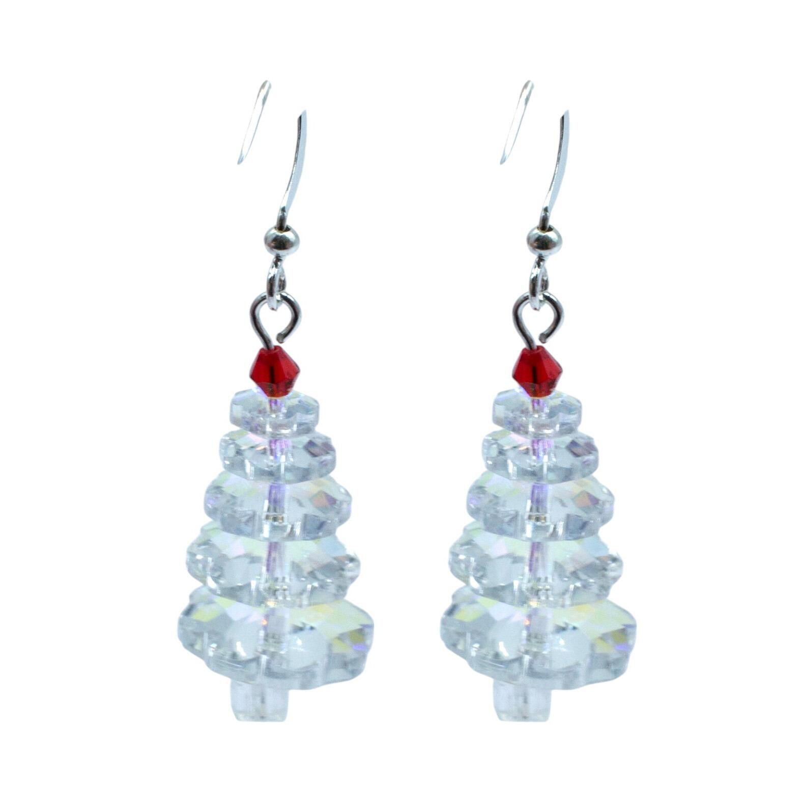 Christmas Tree Earring Kit Clear/White V2 | Totally Beads