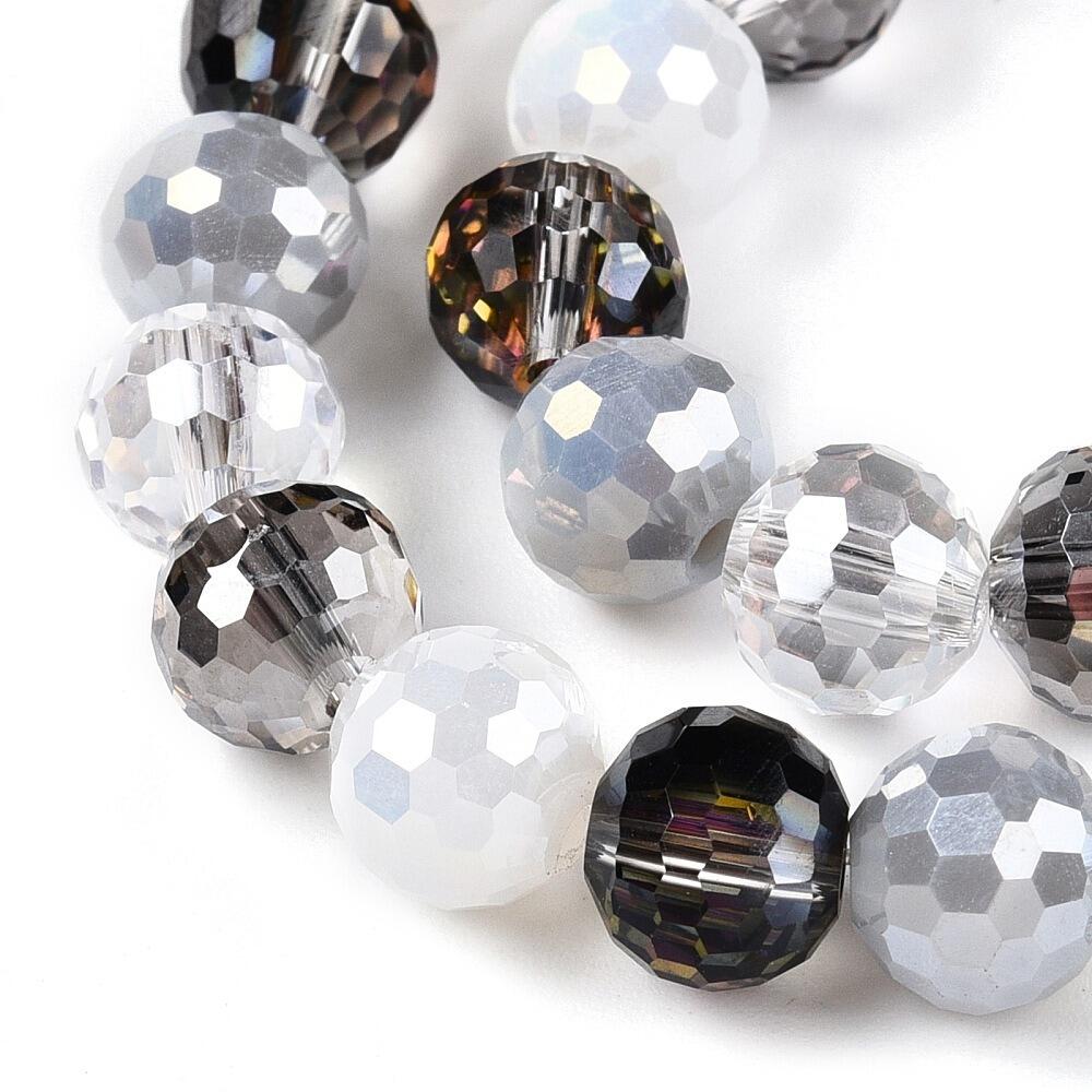 Crystal 96 Facet Round Beads 8mm - Monchrome Mix