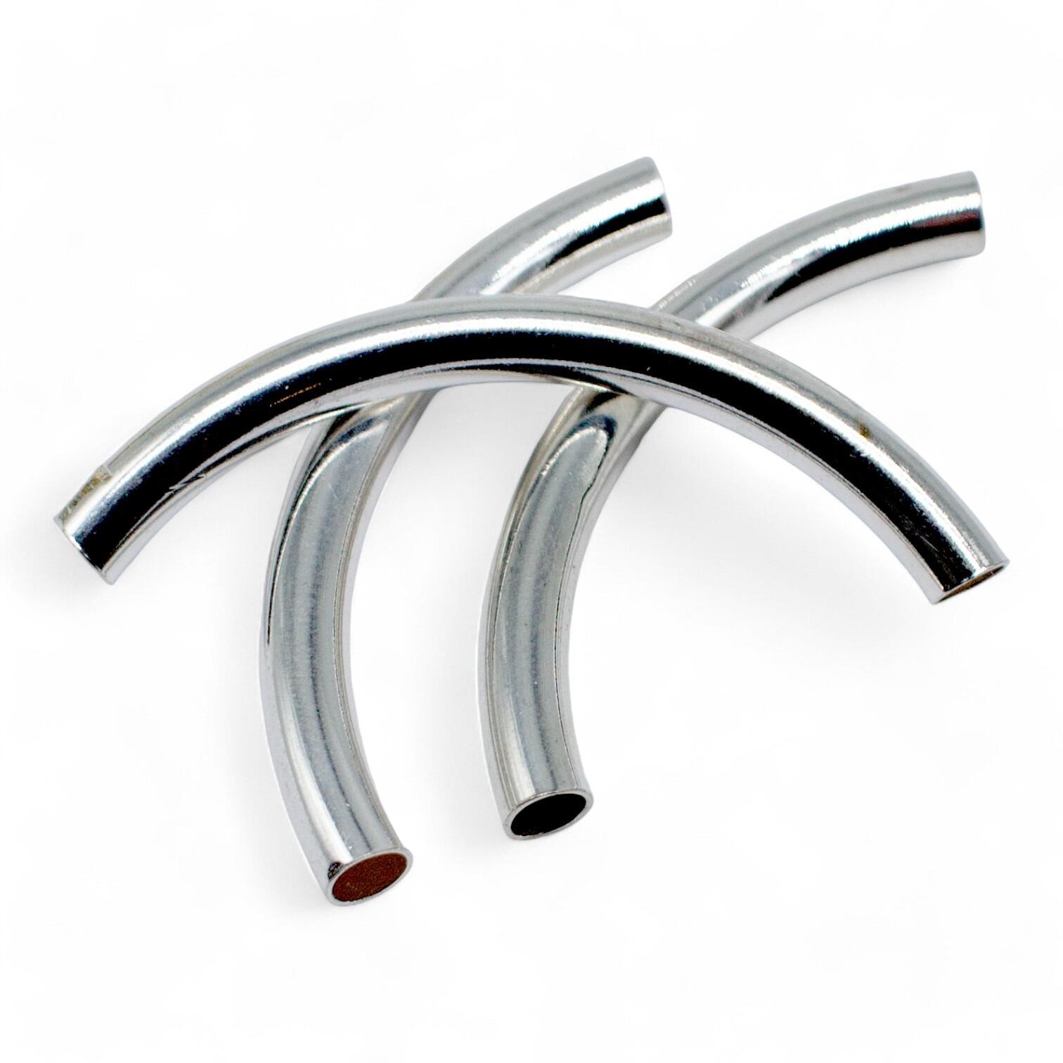 Metal Curved Tube 50mm - Silver Plated 2pcs