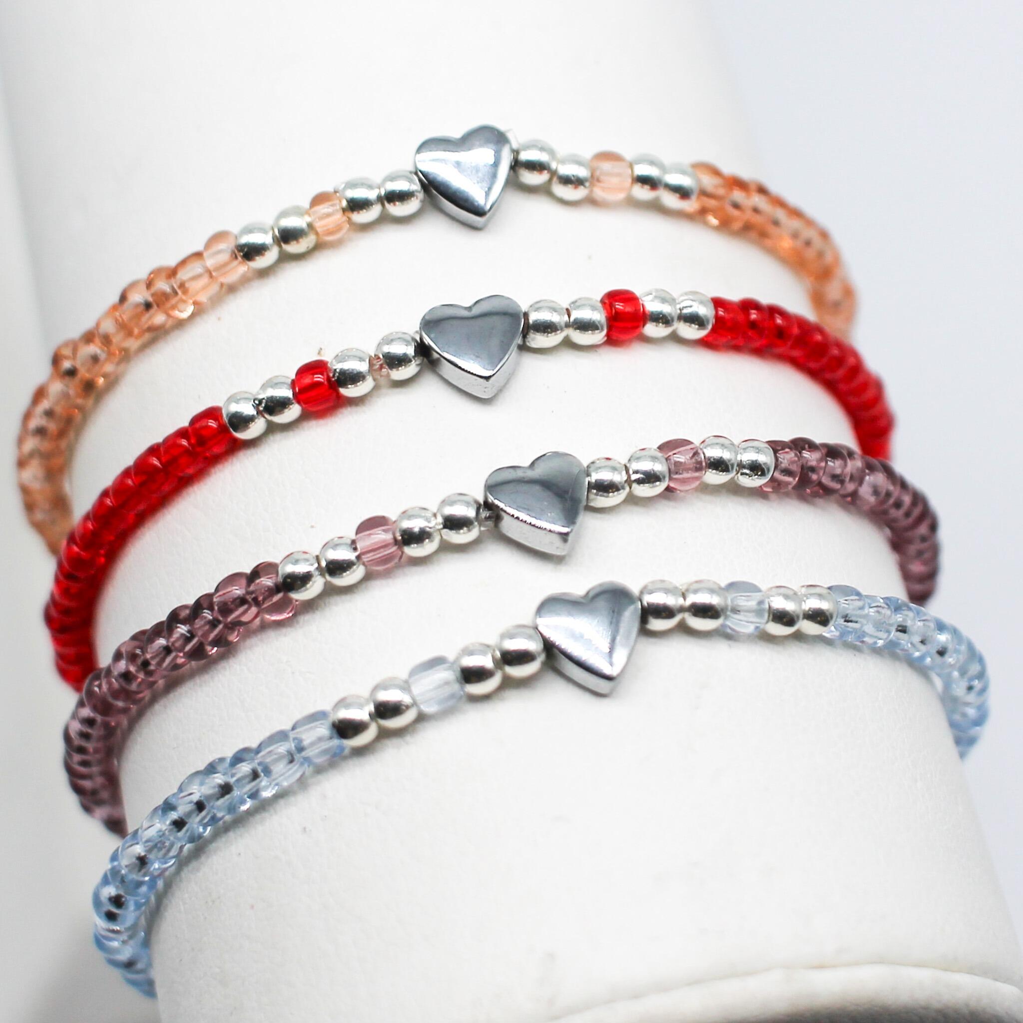 Rainbow Heart Bracelets Makes 60+ Transparent Silver