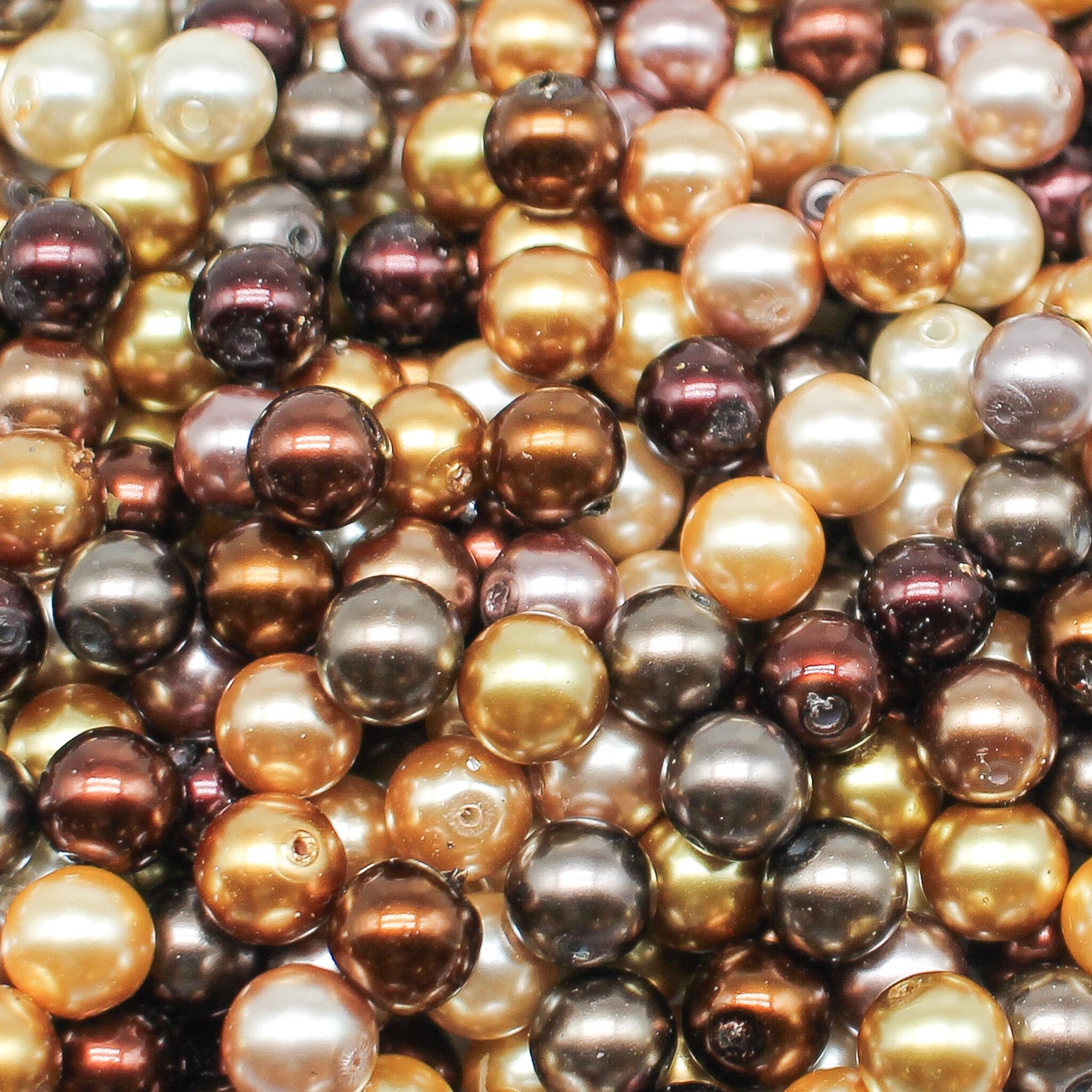 Glass Pearl Round Beads 8mm - Golden Autumn Mix 100pcs | Craft, hobby ...