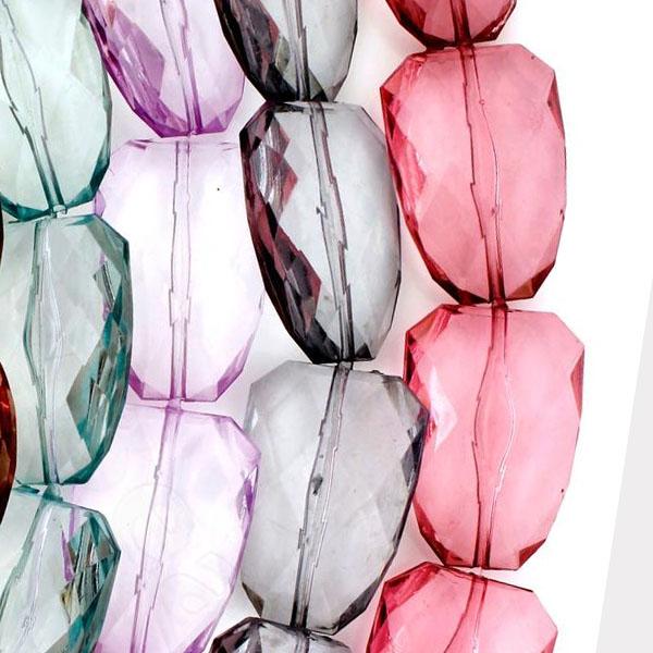 Acrylic Facet Flat Rectangle Bead Pack 4 Colous