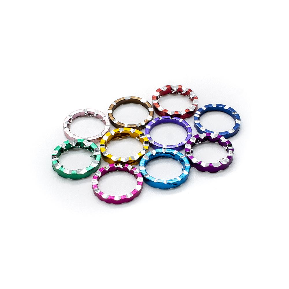 Aluminium Coloured Rings 10mm - 100 mix