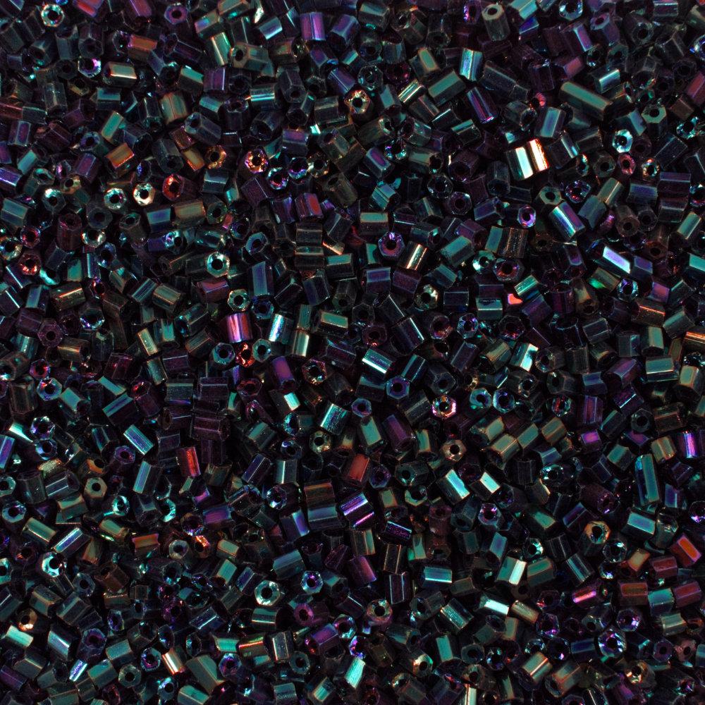 Hex Cut Beads 100g - Blue Iris Rainbow