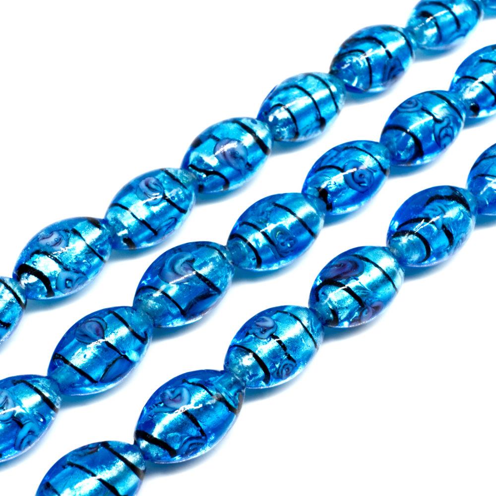 Silver Foil Flower Rice 17mm - Turquoise