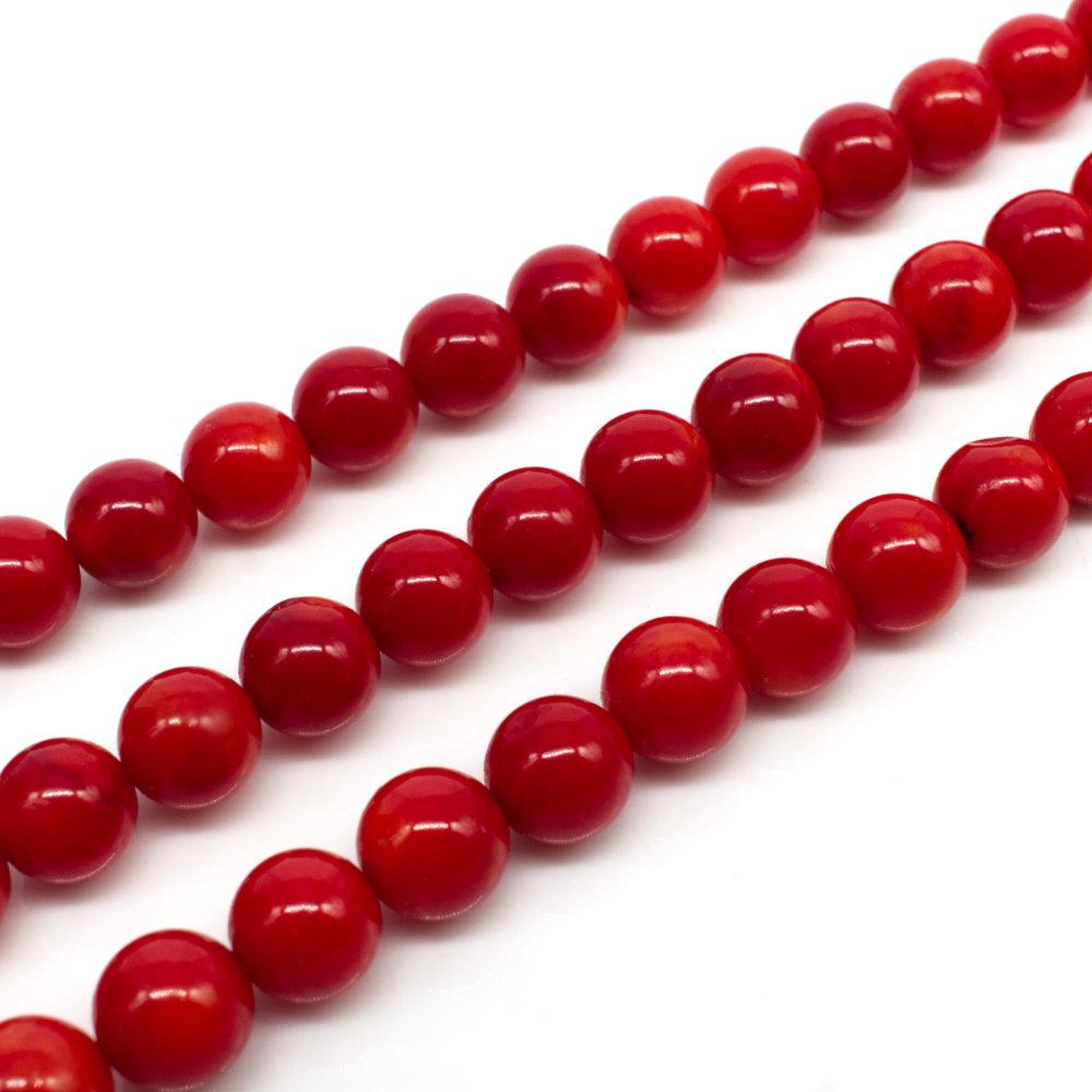 Bamboo Coral Beads 8mm Round Bright Red 10pcs