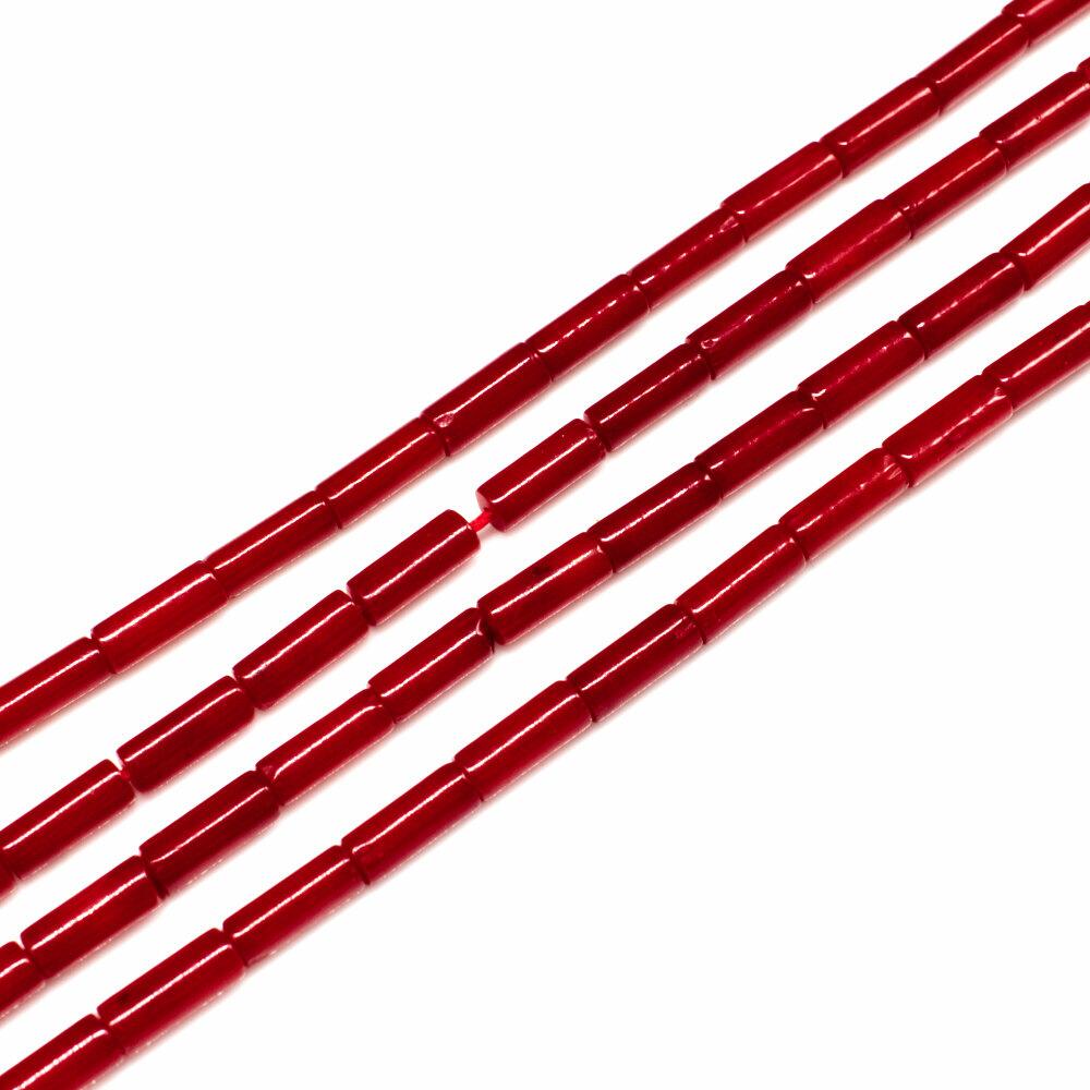 Bamboo Coral Beads 7mm Tube Red 15" String